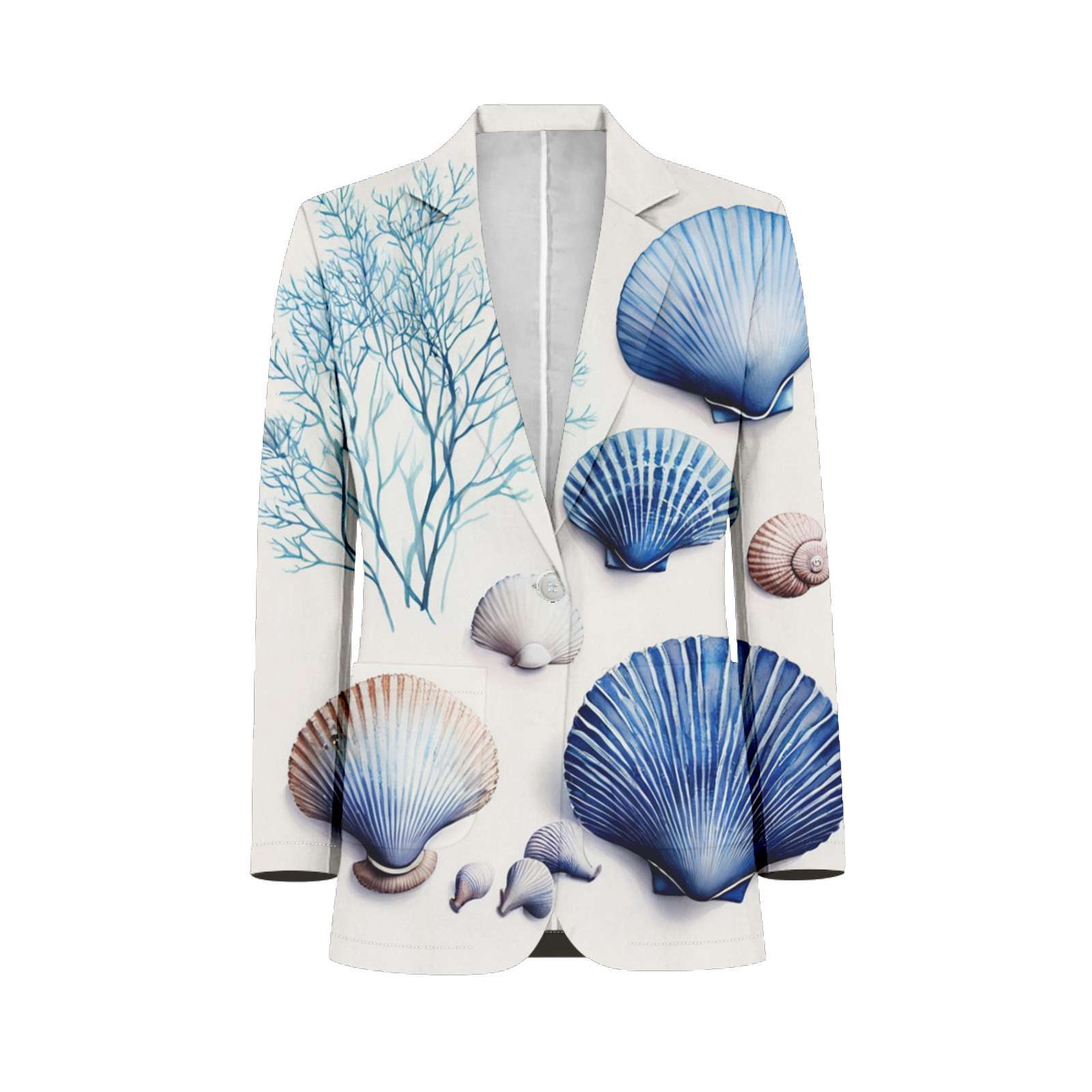 Oceanic Coral Prints Mens Suits Shawl Collar Slim Fit Suit Mens Groom ...
