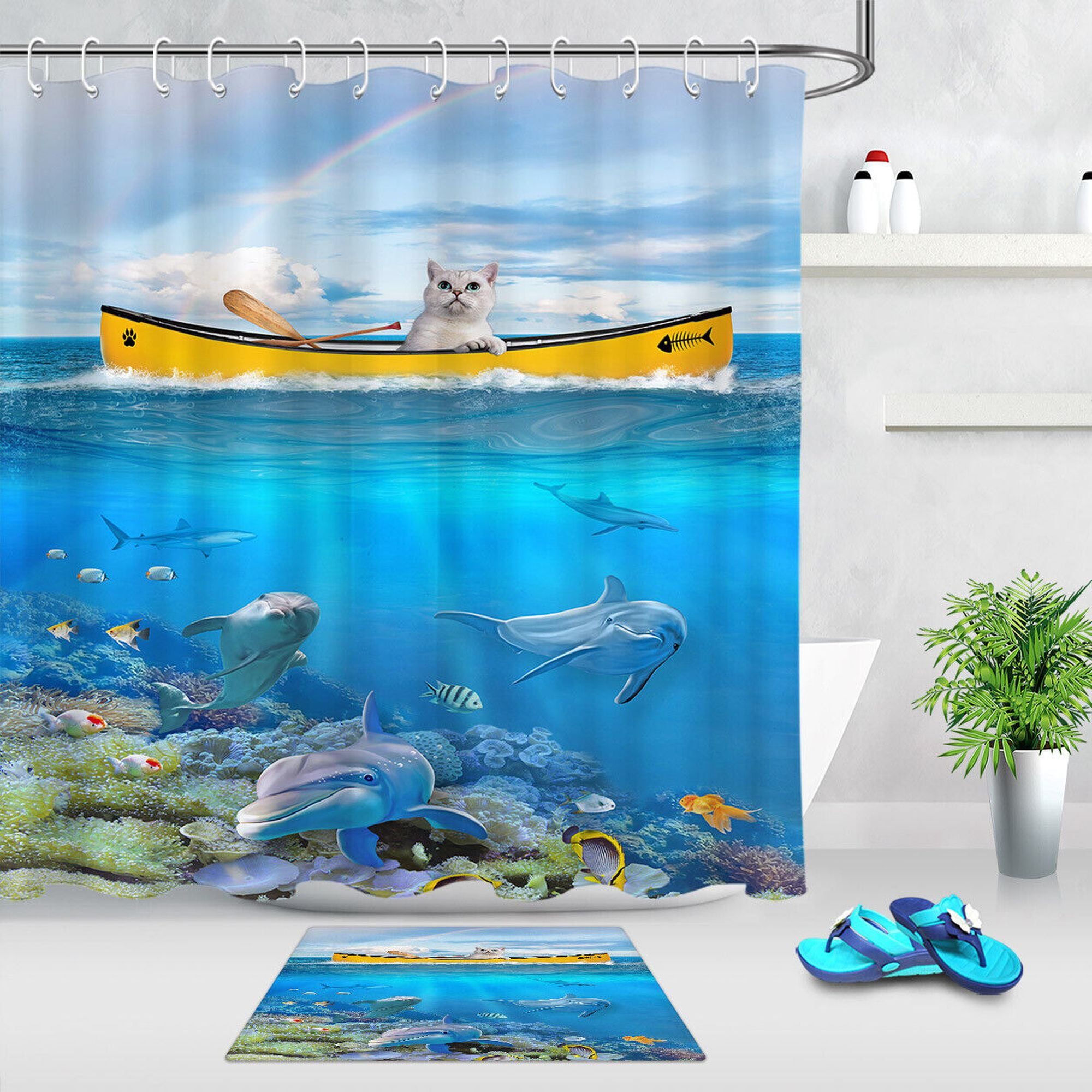 Colorful Marine Life Shower Curtain - Immerse in a Symphony of Vibrant ...