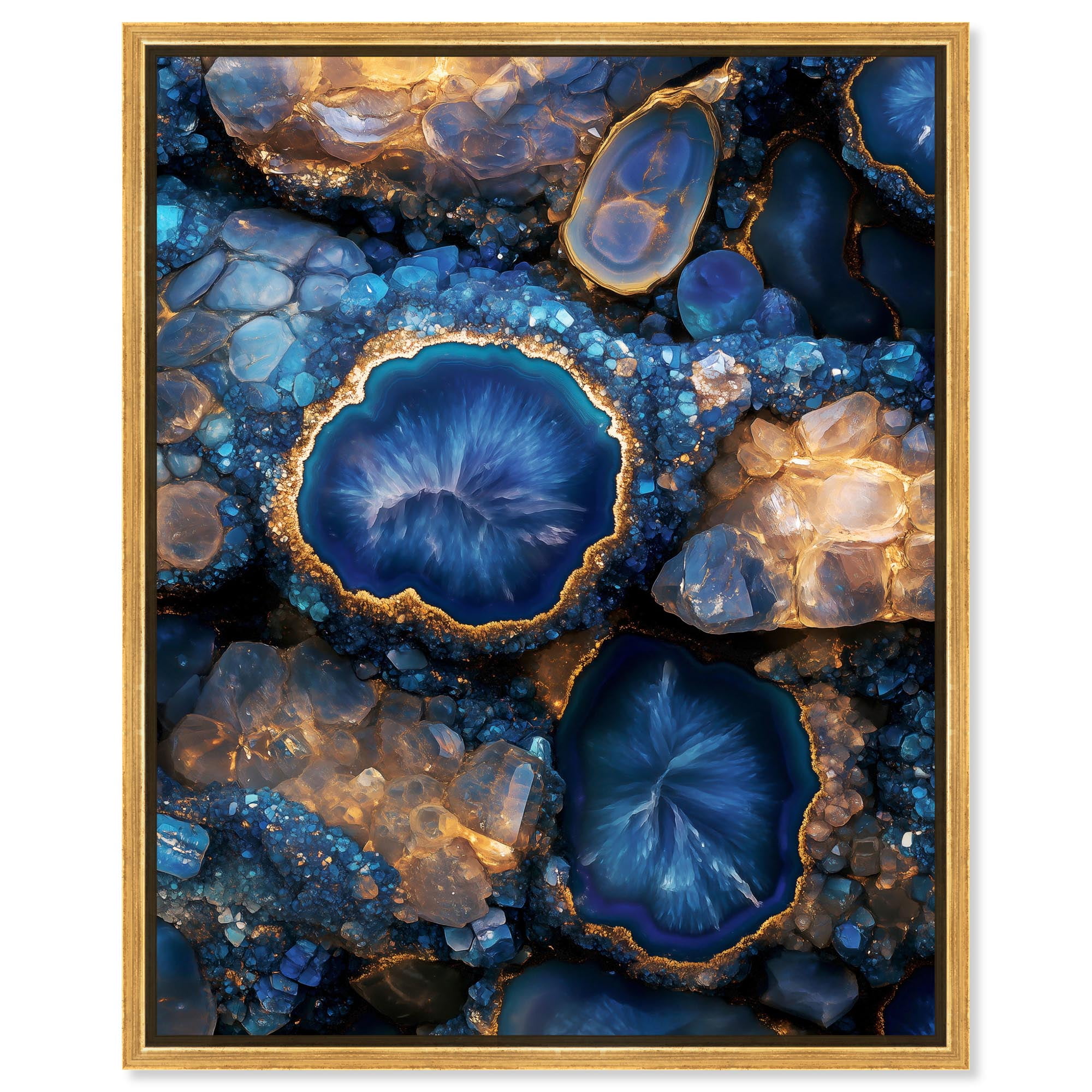 Oceanic Gold Sparkle Canvas Geodes Wall Decor by Art Remedy, Gold Frame ...