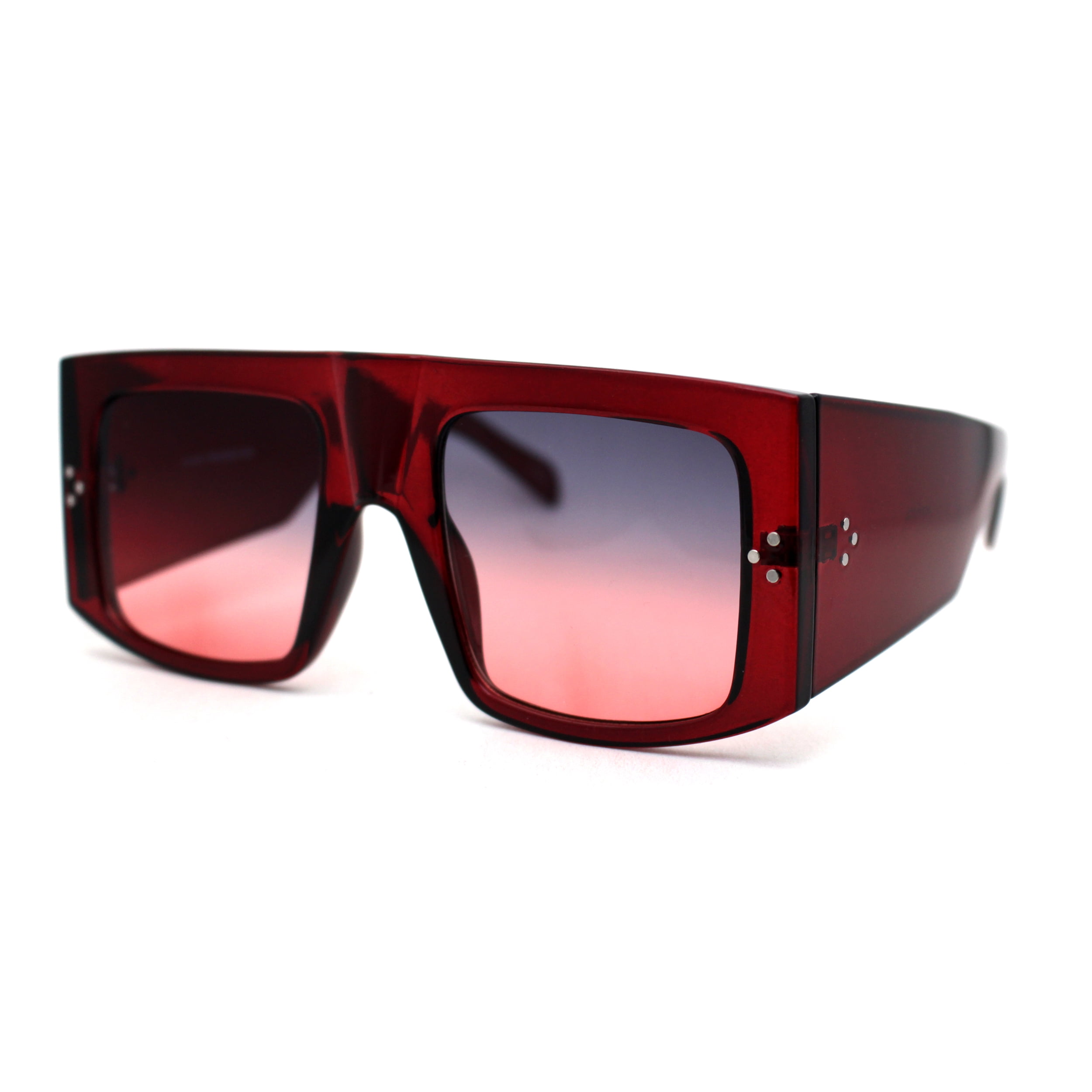 Oceanic Lens Retro Flat Top Unique Thick Temple Mobster Sunglasses Red ...