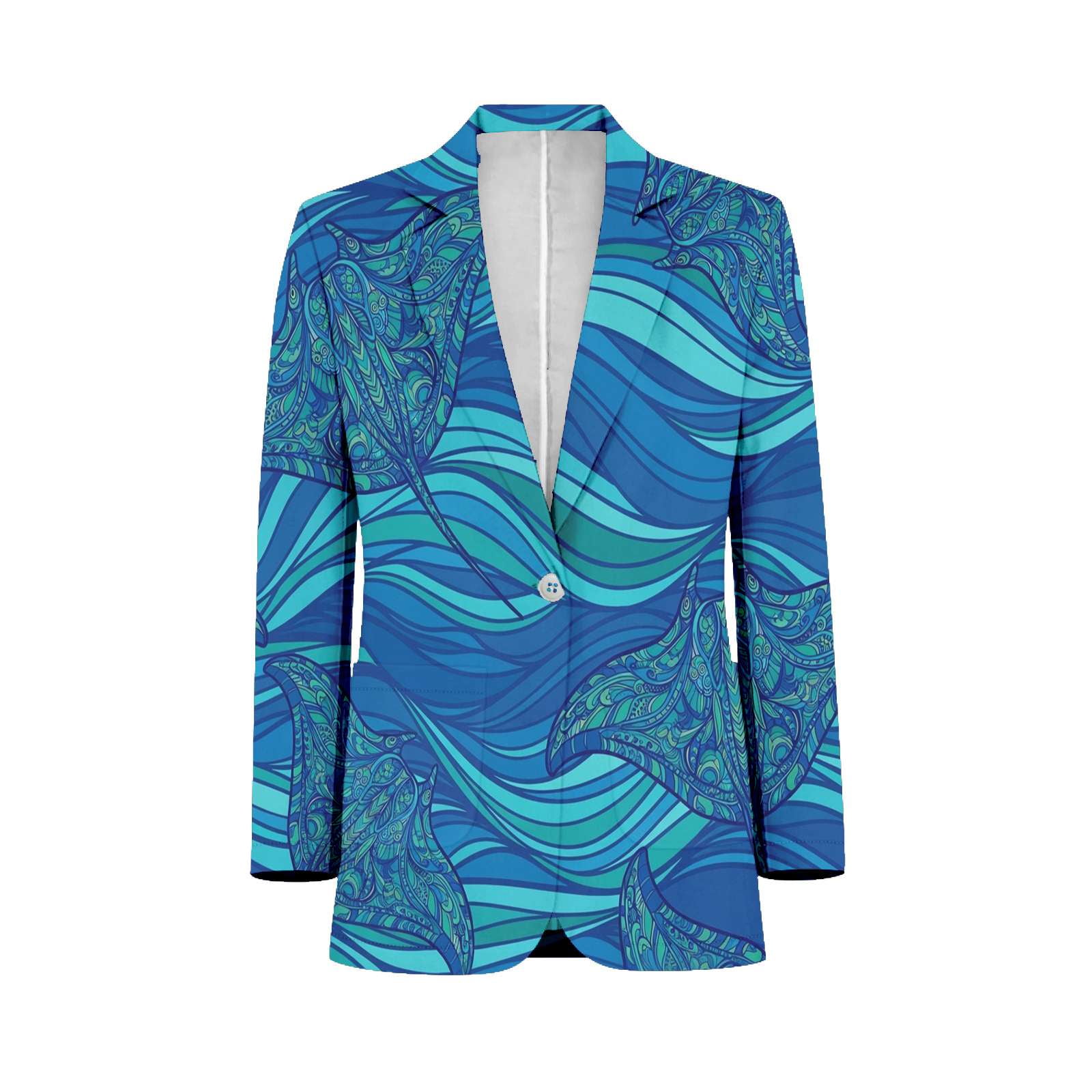 Oceanic Manta Rays Pattern Mens Suits Shawl Collar Slim Fit Suit Mens ...