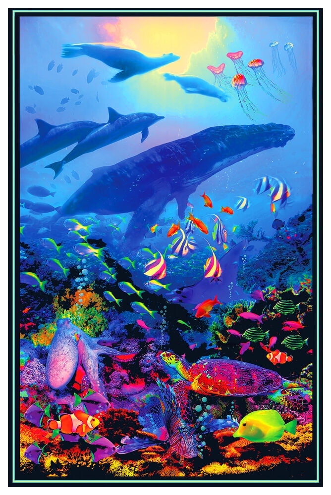 Oceanic Fluorescent Blacklight Poster 24" x 36", Glowing Effect for ...