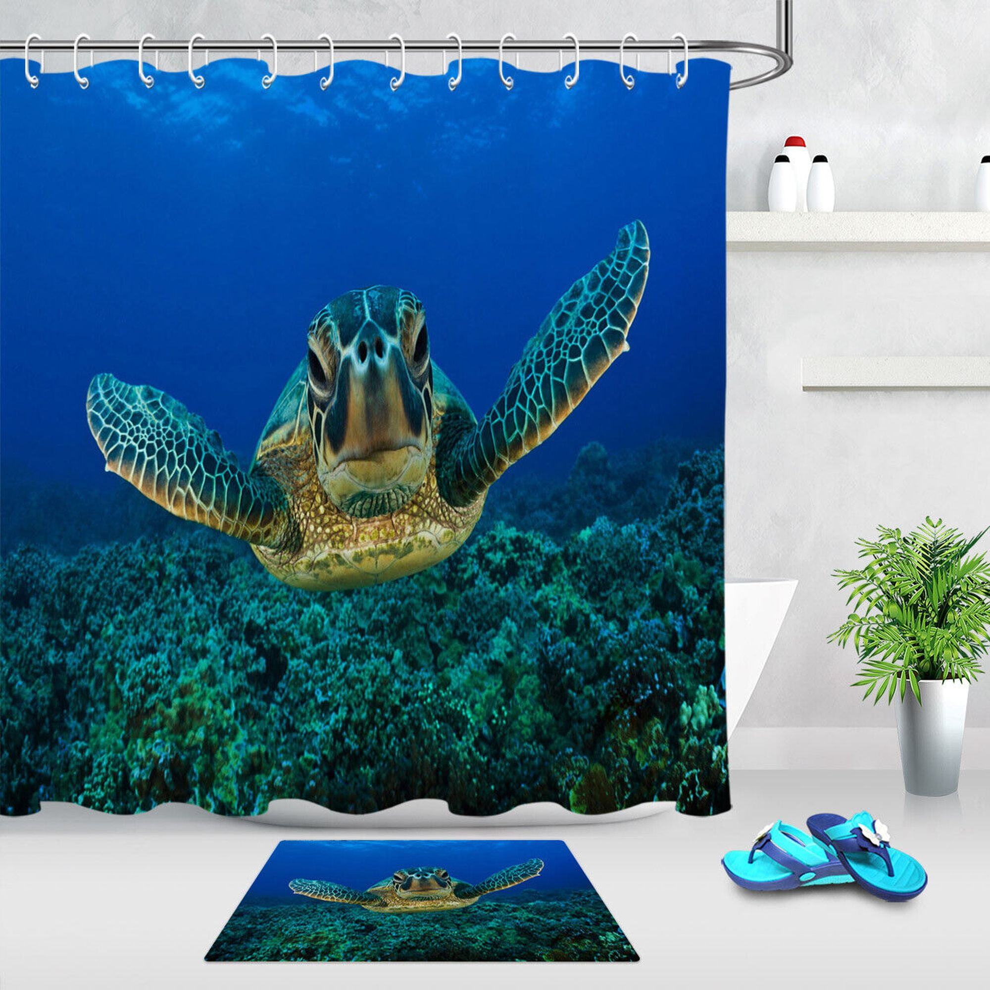 Oceanic Oasis Sea Turtle Paradise Shower Curtain Set Dive Into