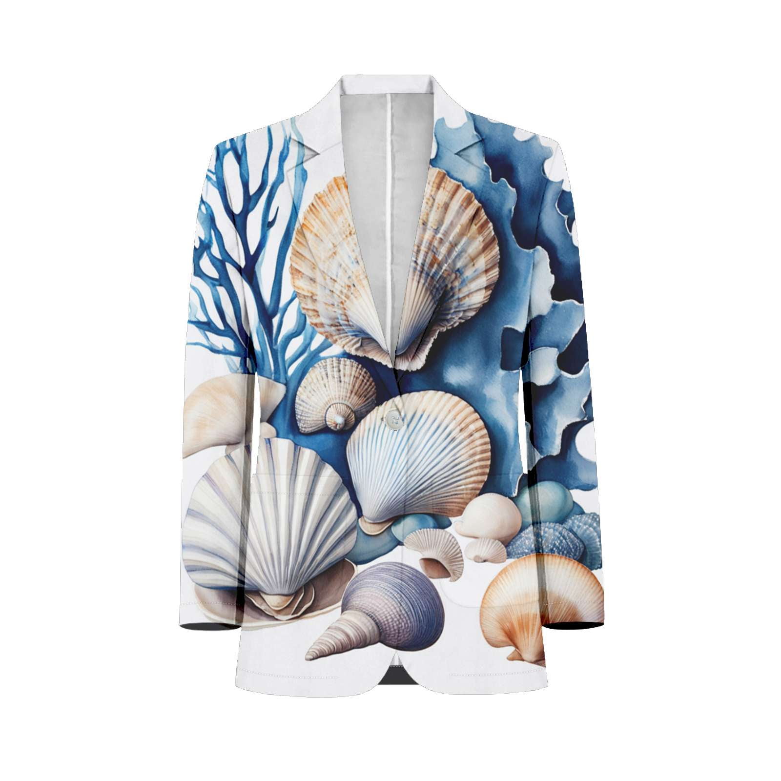 Oceanic Seashell Artwork Mens Suits Shawl Collar Slim Fit Suit Mens ...