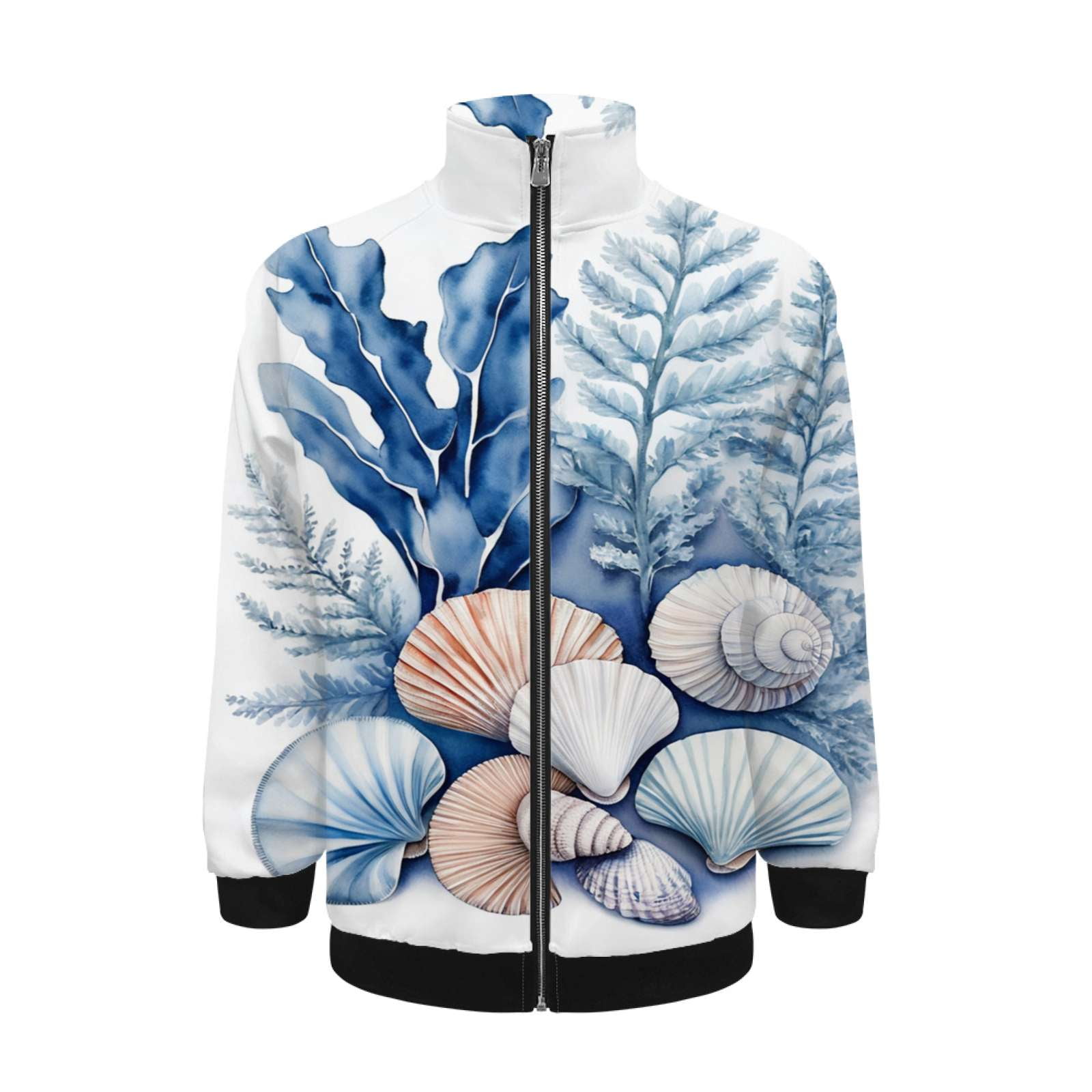 Oceanic Shell Art Print Jacket Men's Street Cool Long Sleeves Coat ...