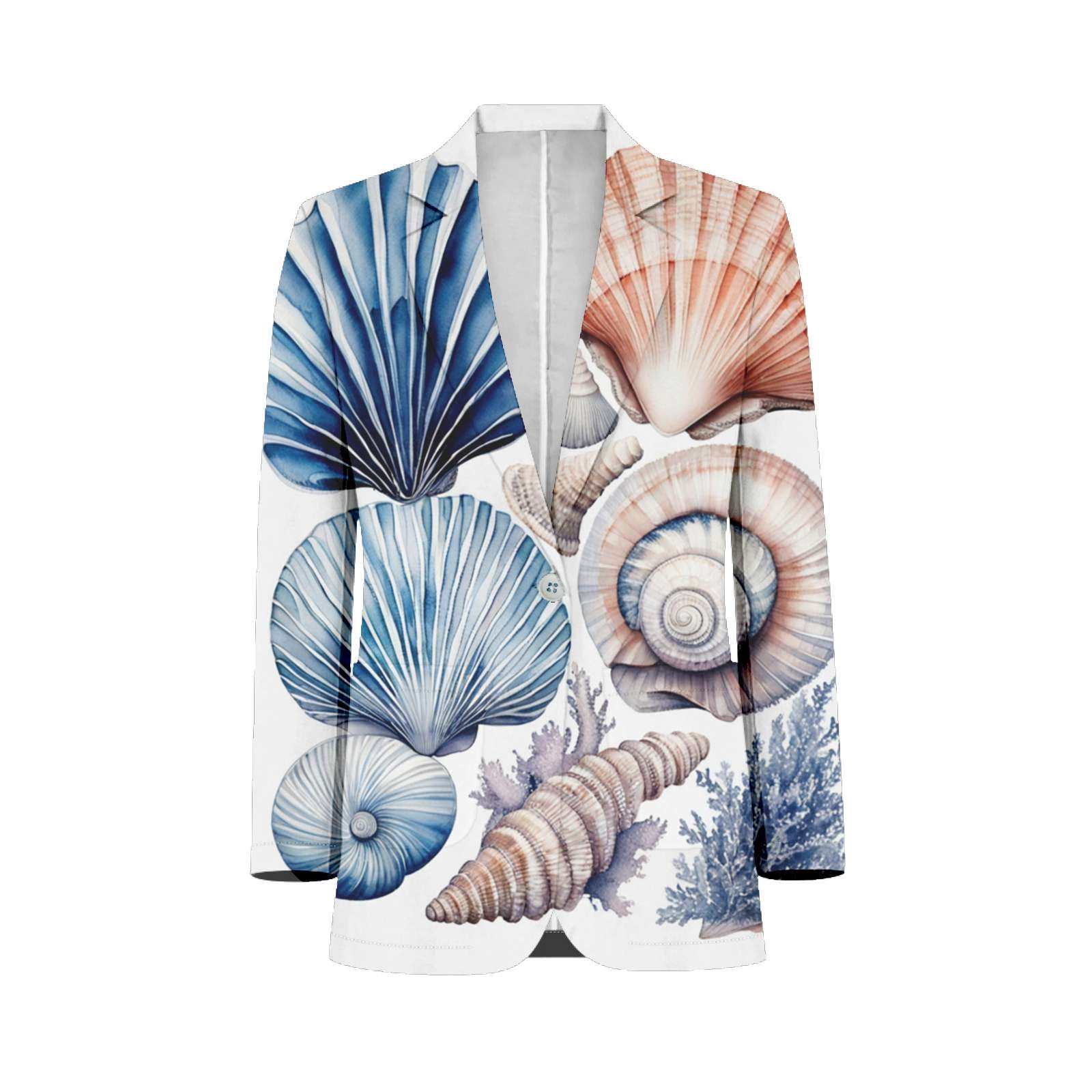 Oceanic Shell Art Print Mens Suits Shawl Collar Slim Fit Suit Mens ...