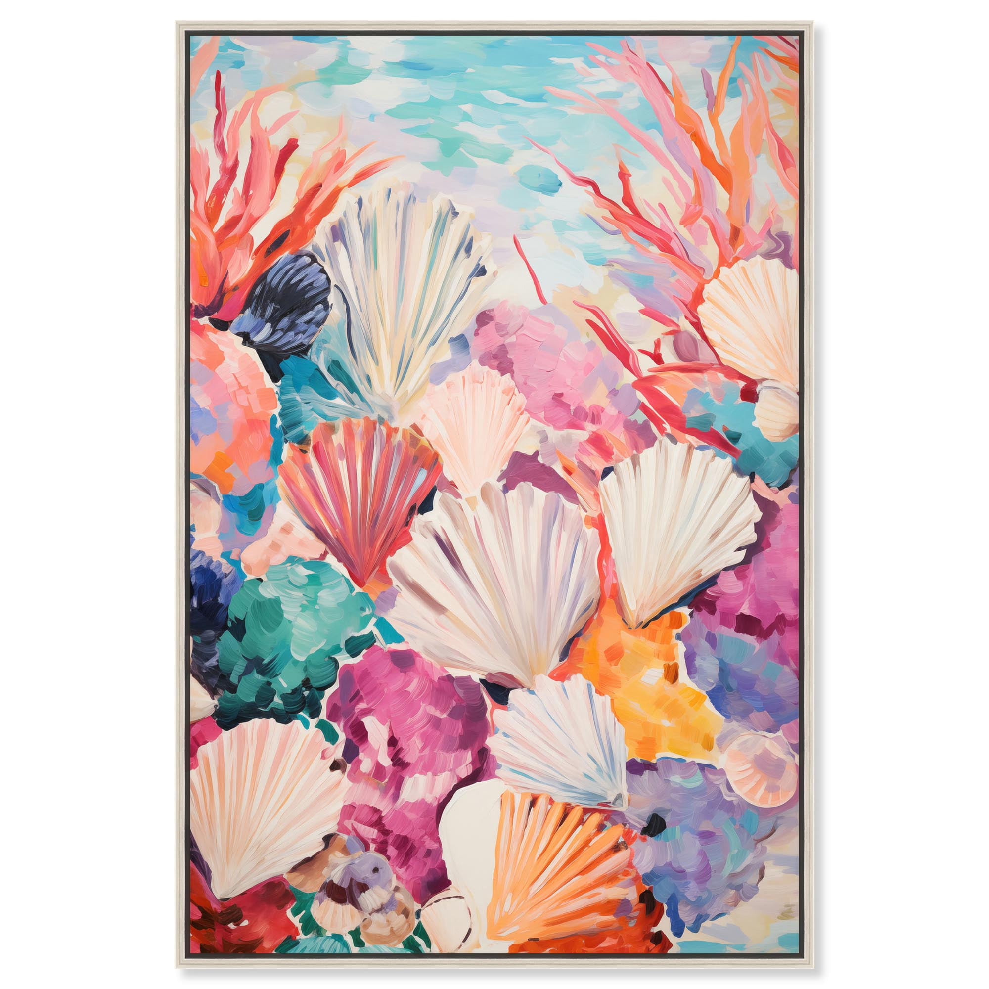 Oceanic Shells I Canvas Modern Color Abstract by Art Remedy, Silver ...
