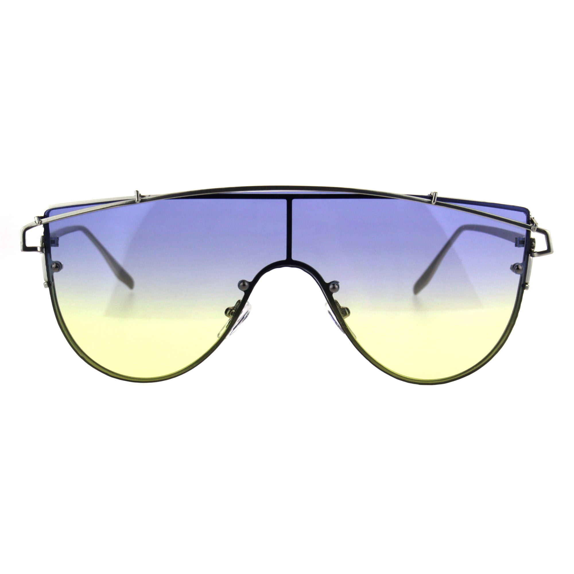Oceanic Tie Dye Gradient Shield Robotic Futurism Sunglasses Silver Blue ...