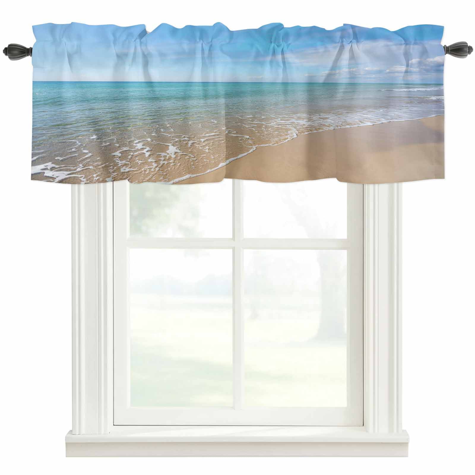 Oceans Beach Valances for Windows Blue Sky Summer Landscape Nature ...