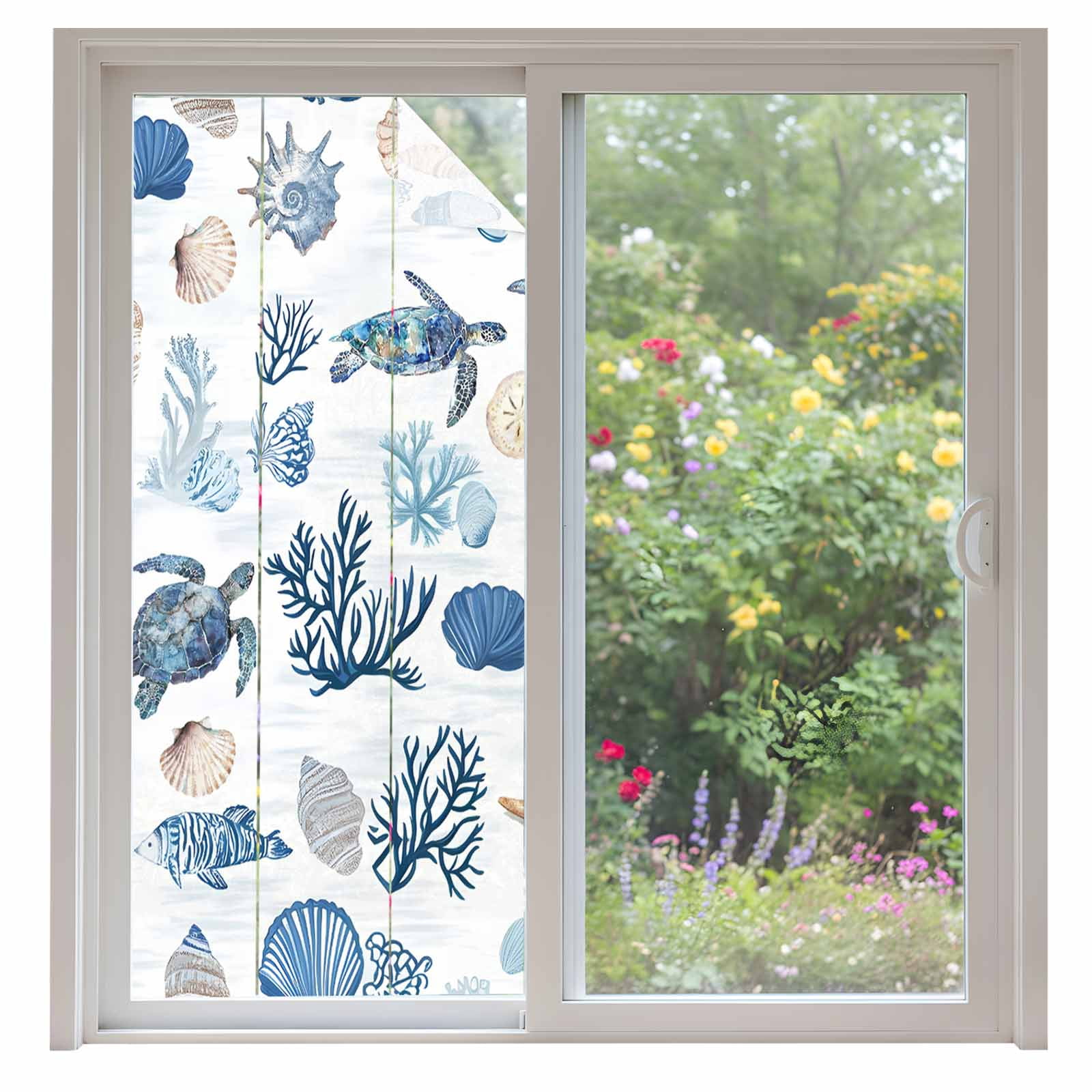 Oceans Sealife Window Privacy Film Sea Turtles Corals Stars Shells ...