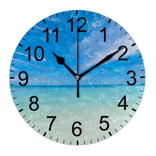 Oceans Wall Clocks Battery Operated Non Ticking Silent Round Home Decor ...