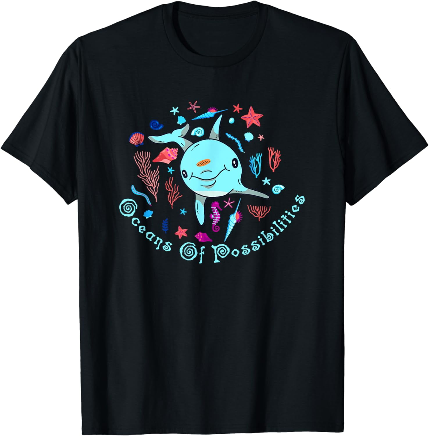 Oceans of Possibility Ocean Awareness Reading Dolphin T-Shirt - Walmart.com