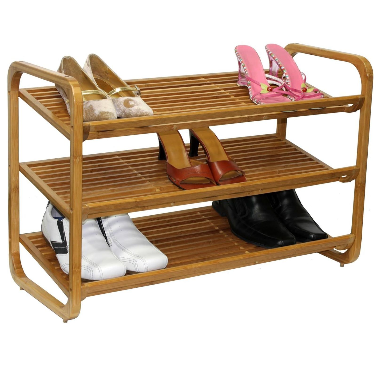 Oceanstar Bamboo Shoe Rack - 3-Tier Shoe Organizer for Entryway ...