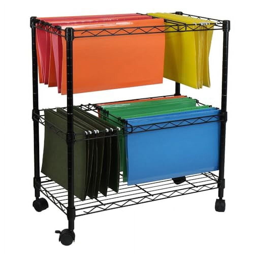 Oceanstar Portable 2-Tier Metal Rolling File Cart, Black - Walmart.com