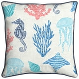 Oceantex 20" x 20" Multi-color Sealife Square Outdoor Throw Pillow ...
