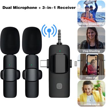 NOBRAND 2.4GHz Wireless Lavalier Microphone, Portable Audio Recording ...