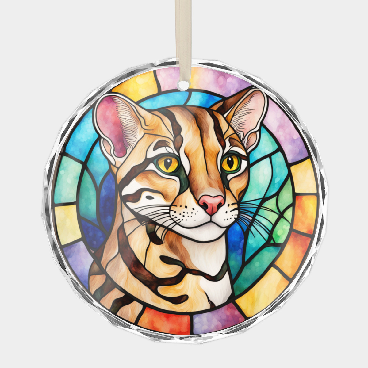 Ocelot Watercolor Jungle Safari Animal, Ocelots Lover Stained Glass ...