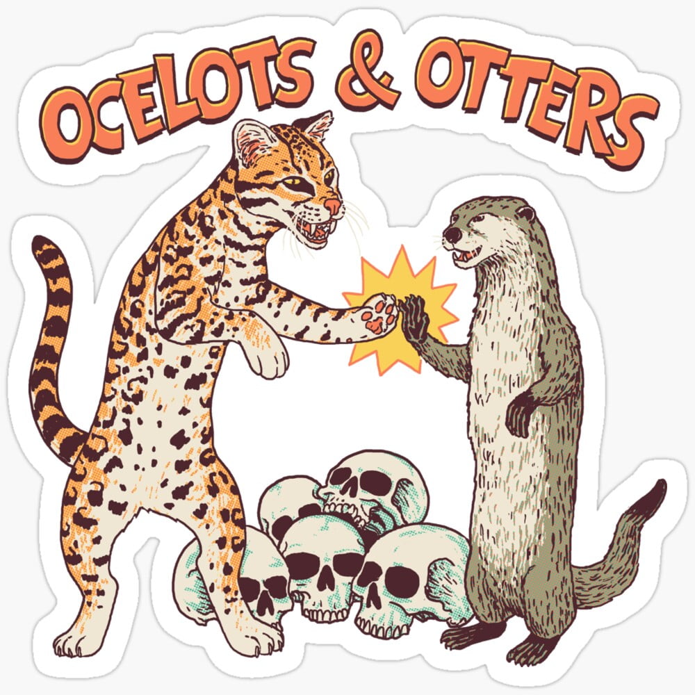Ocelots & Otters Sticker Phone Decal Water Bottle Stickers Car Decals ...
