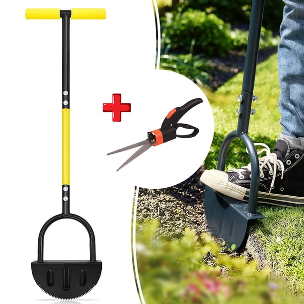 Ocervd Saw-Tooth Edger Lawn Tool, Half Moon Lawn Edger with T-Grip ...
