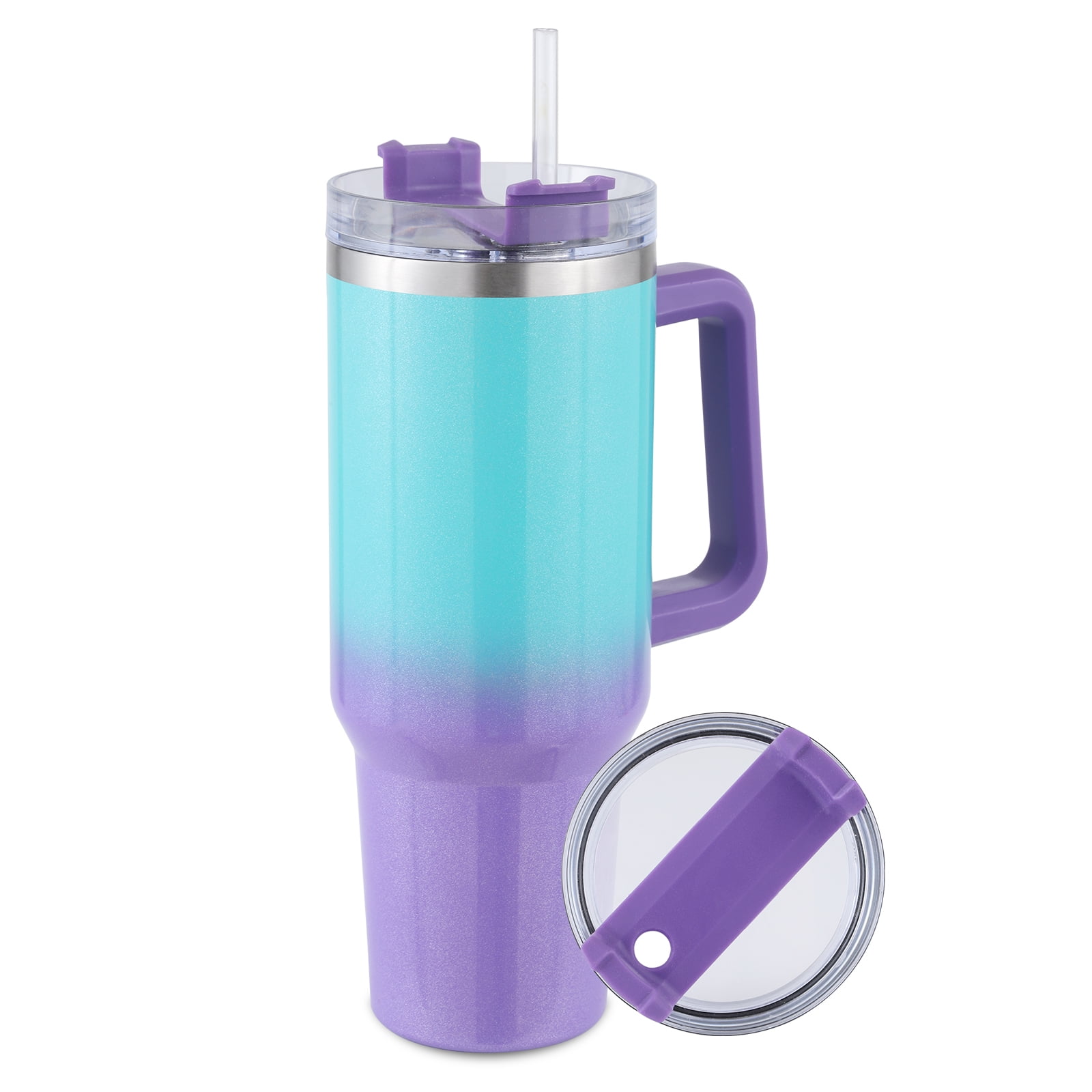 Buzio 40 oz Tumbler with Handle and Straw Lid, Stainless Steel Vacuum ...