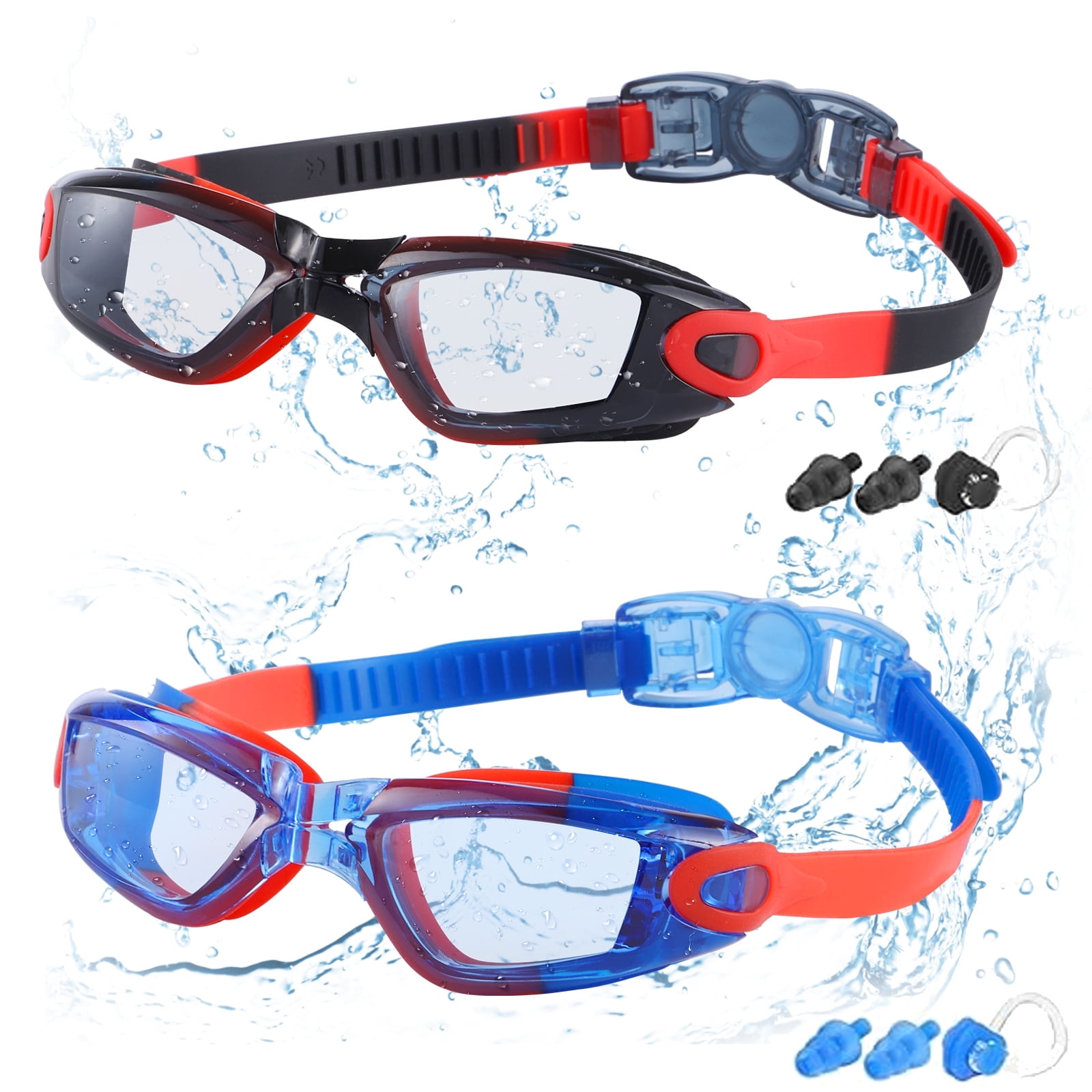 Ochapa Junior Swim Goggles, 2 Pack for Toddlers & Children 4-14, Anti ...