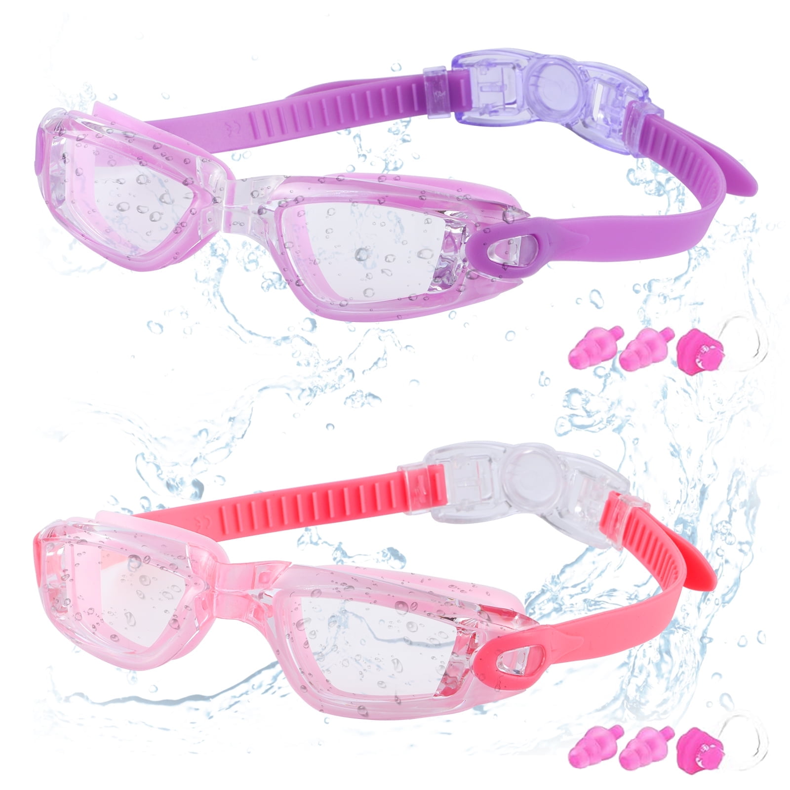 Ochapa Kids Swim Goggles, 2 Pack Swimming Goggles for Swimming 4-14 ...