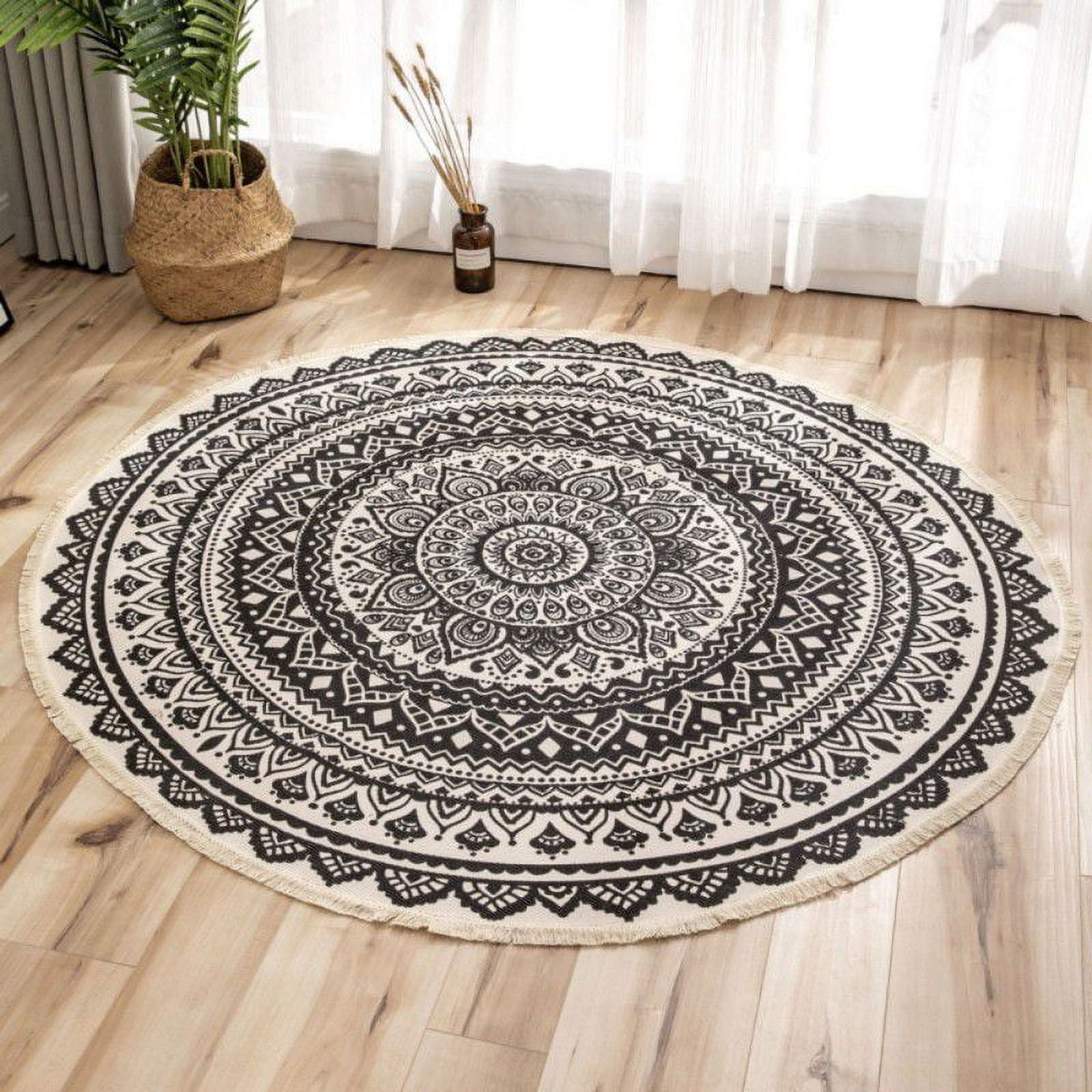 Ochine Boho Round Area Rug for Bedroom Living Room, Soft Cotton Circle ...