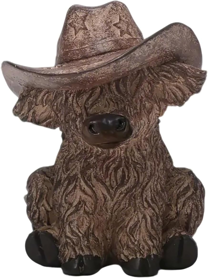 Ochine Garden Highland Cow Statue, Highland Cow Figurine Outdoor Garden ...