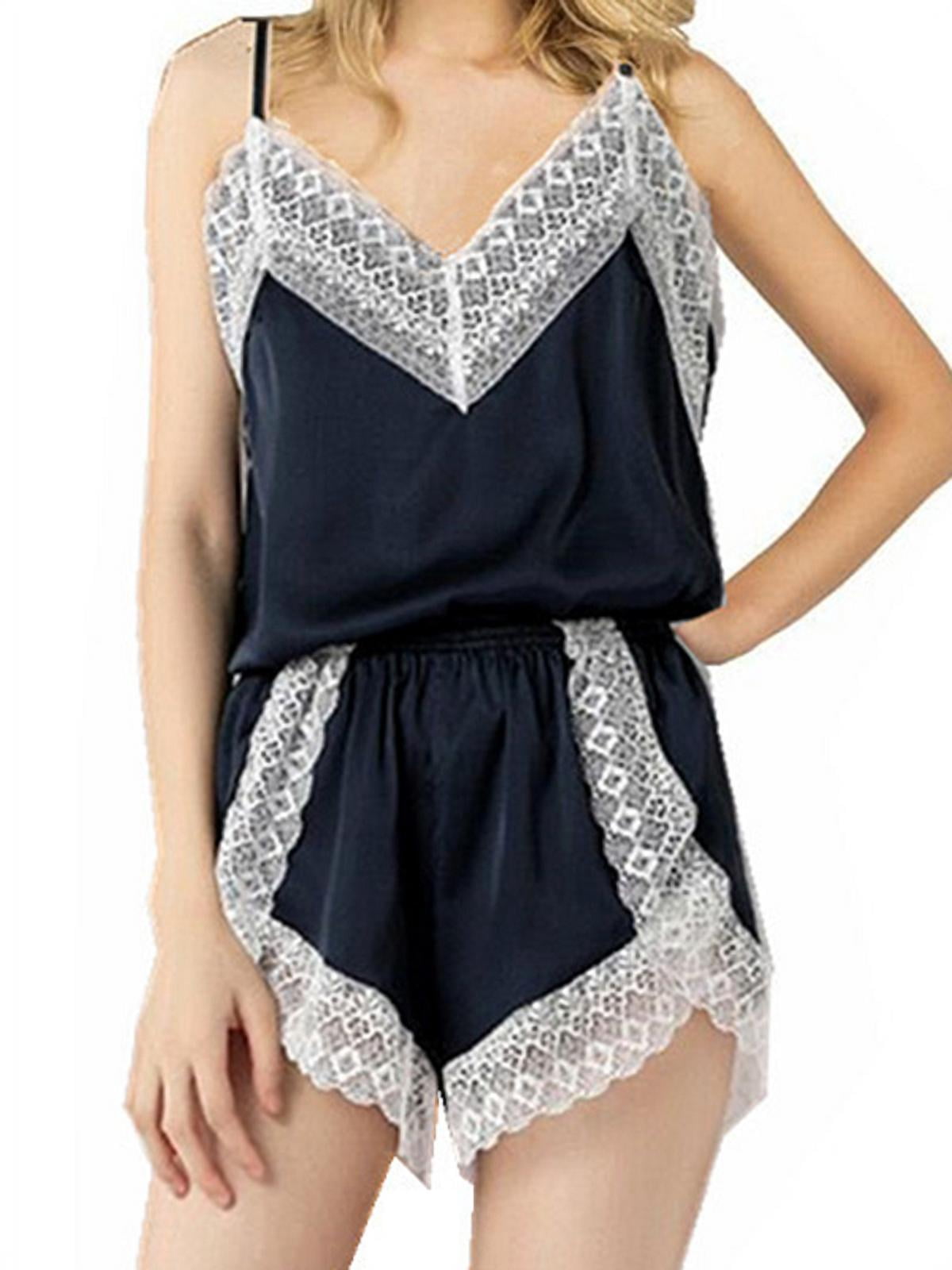 Ochine Womens Pajamas Satin Nightwear Sleeveless Tank Top and Shorts ...