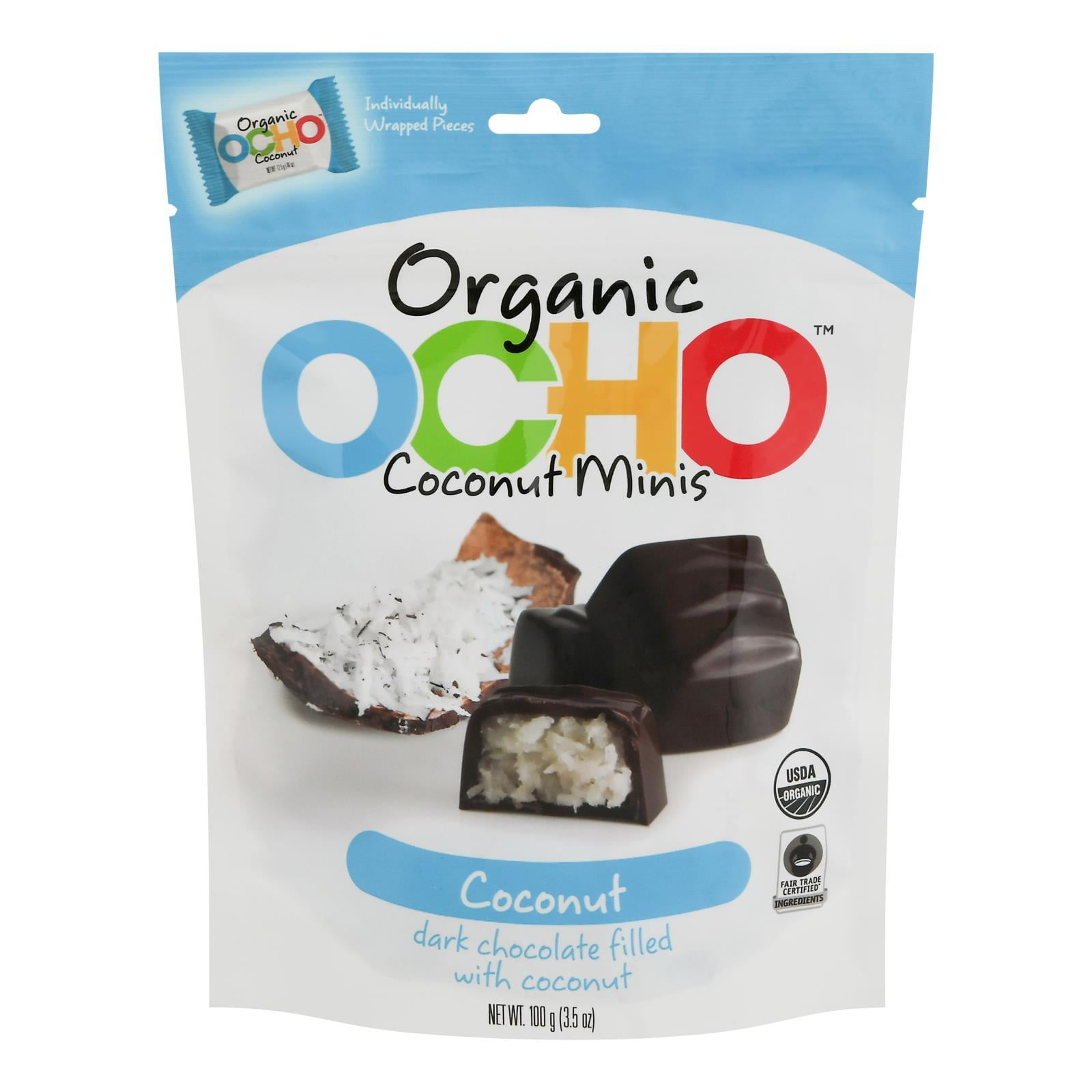 Ocho Candy - Organic Individually Wrapped Coconut Mini Pouch - Case of ...