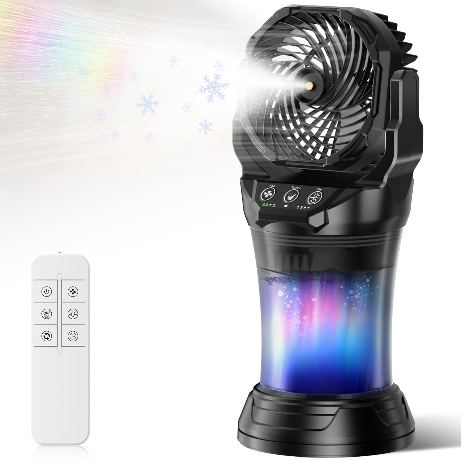 Ocikry Misting Fan, Portable Misting Fan with 2L Tank, 30000mAh Battery, 180° Adjustable, 4 ...