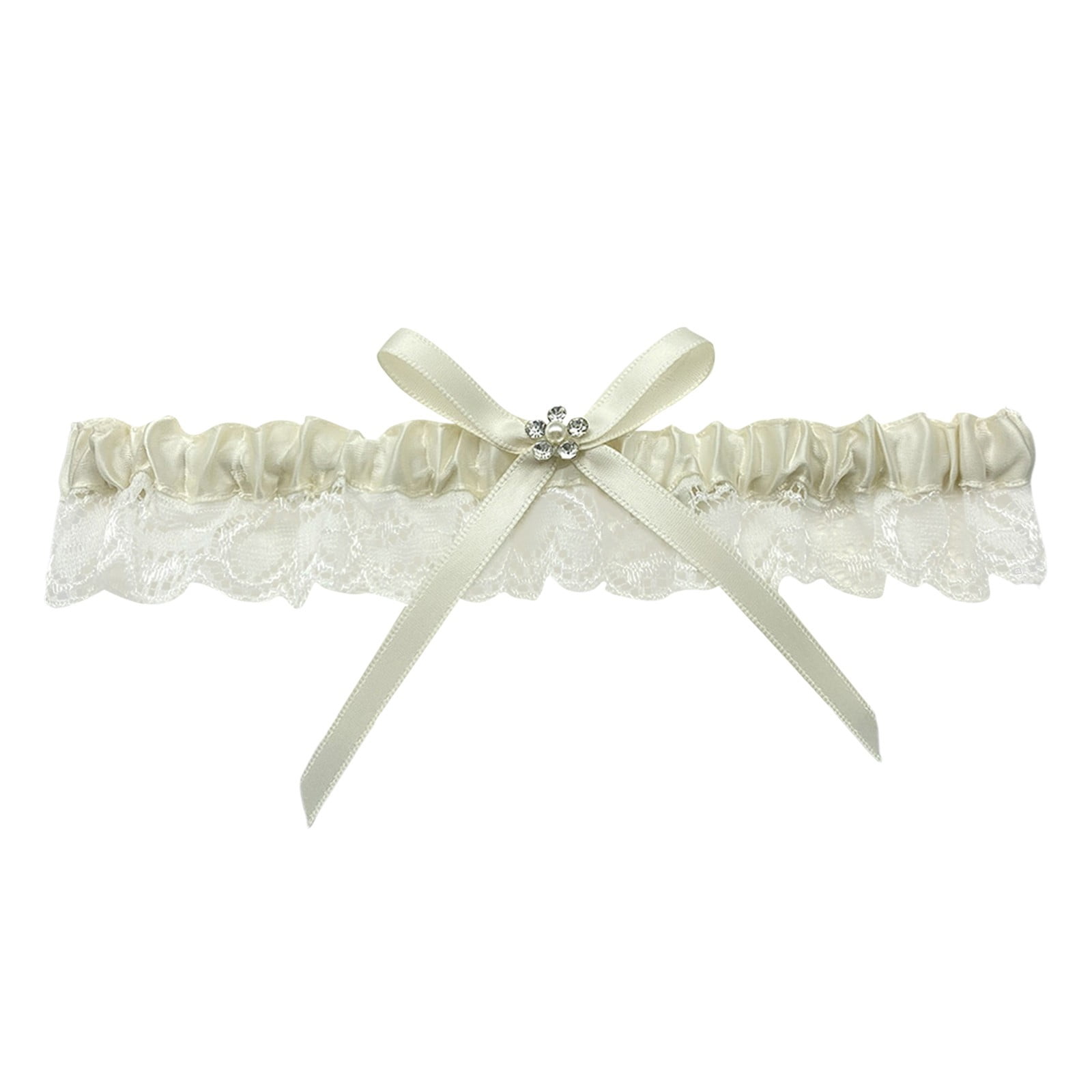 Ociviesr Bride Wedding Garter White Lace Floral Garters Bowknot Stretch ...