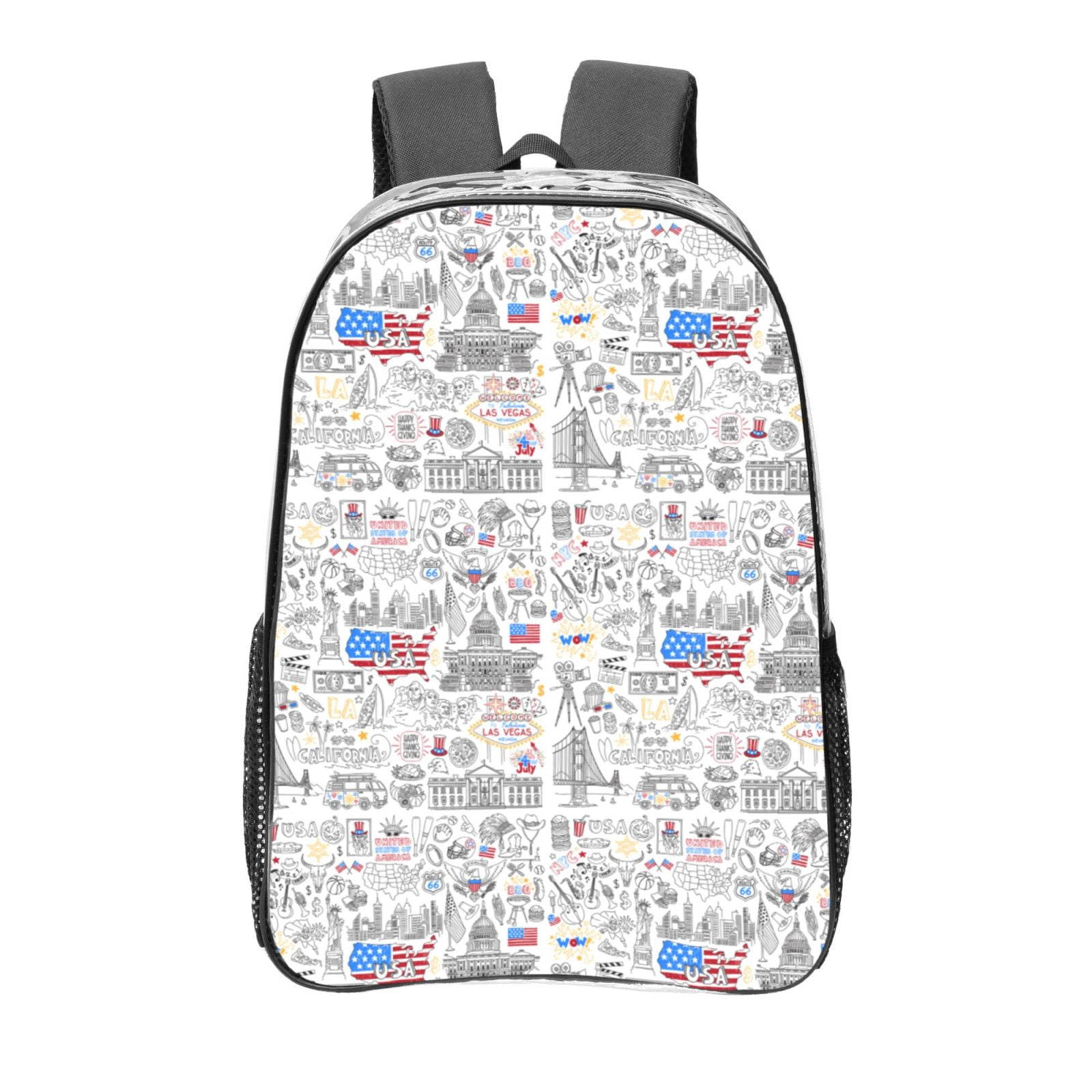 Ocsxa America Landmarks2 Pattern Clear Backpack,Transparent Bag for ...