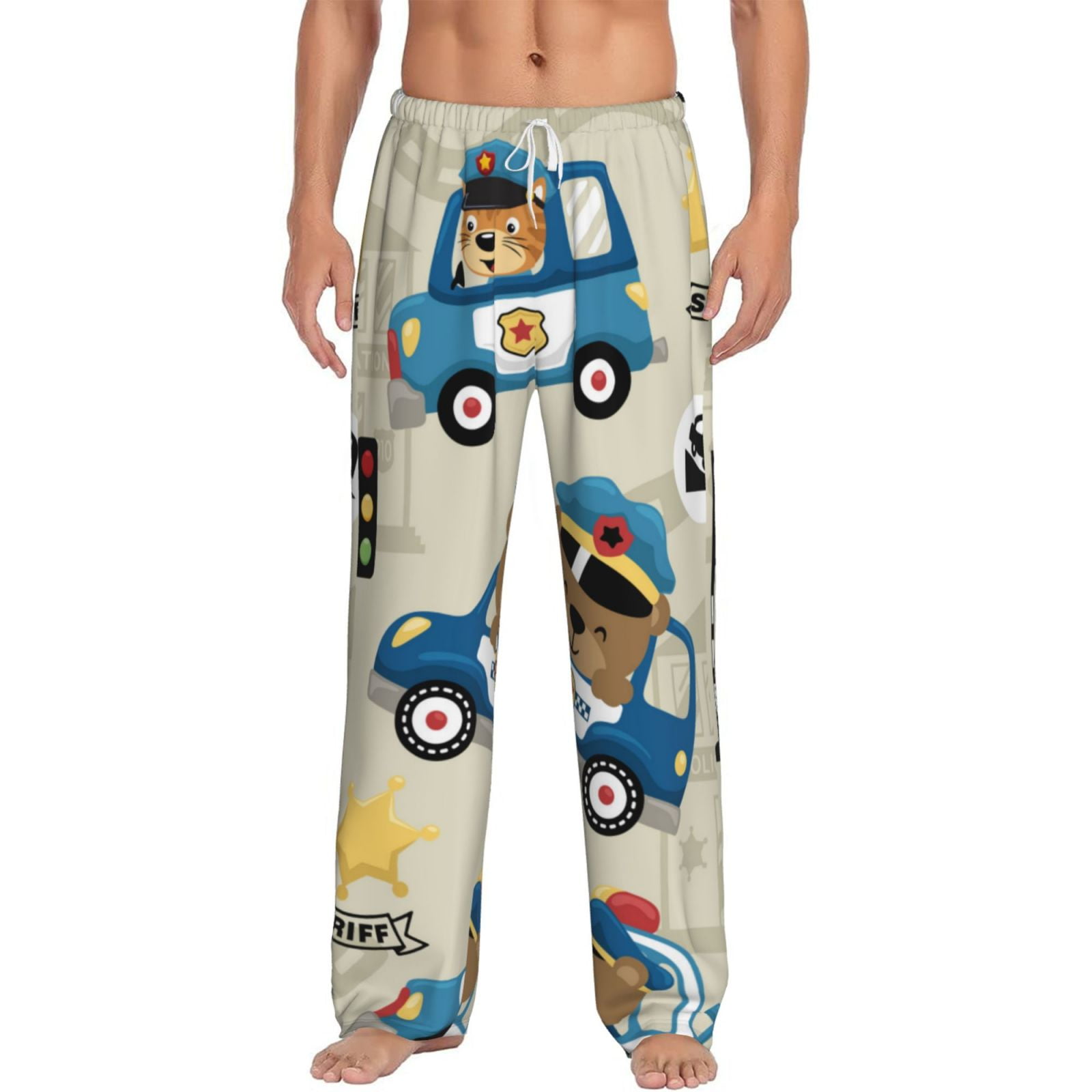 Ocsxa Animals Driving Police Car Print Adult Sleep Lounge Pajama Pants ...