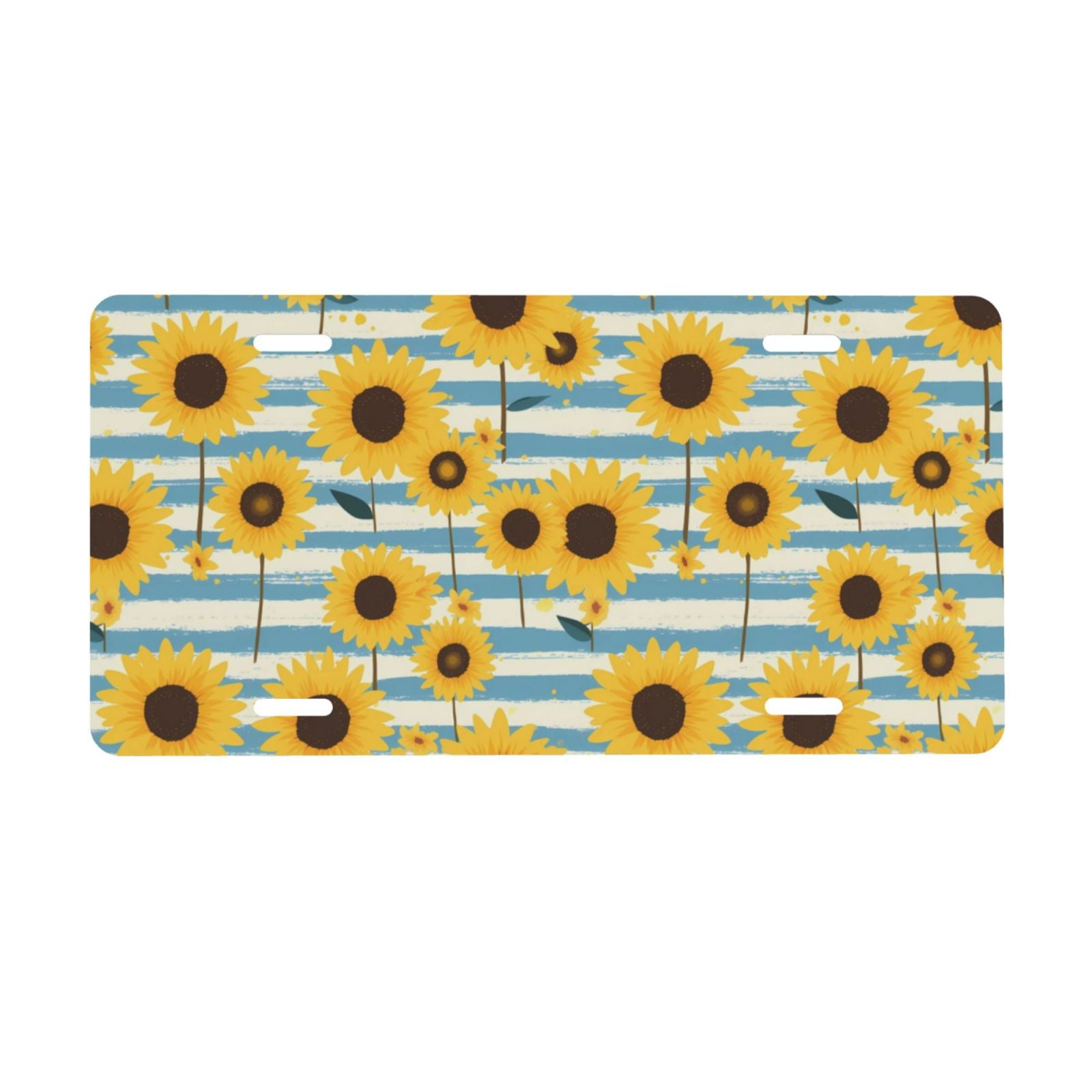 Ocsxa Blue White Striped Sunflower A Print Front License Plate Covers ...