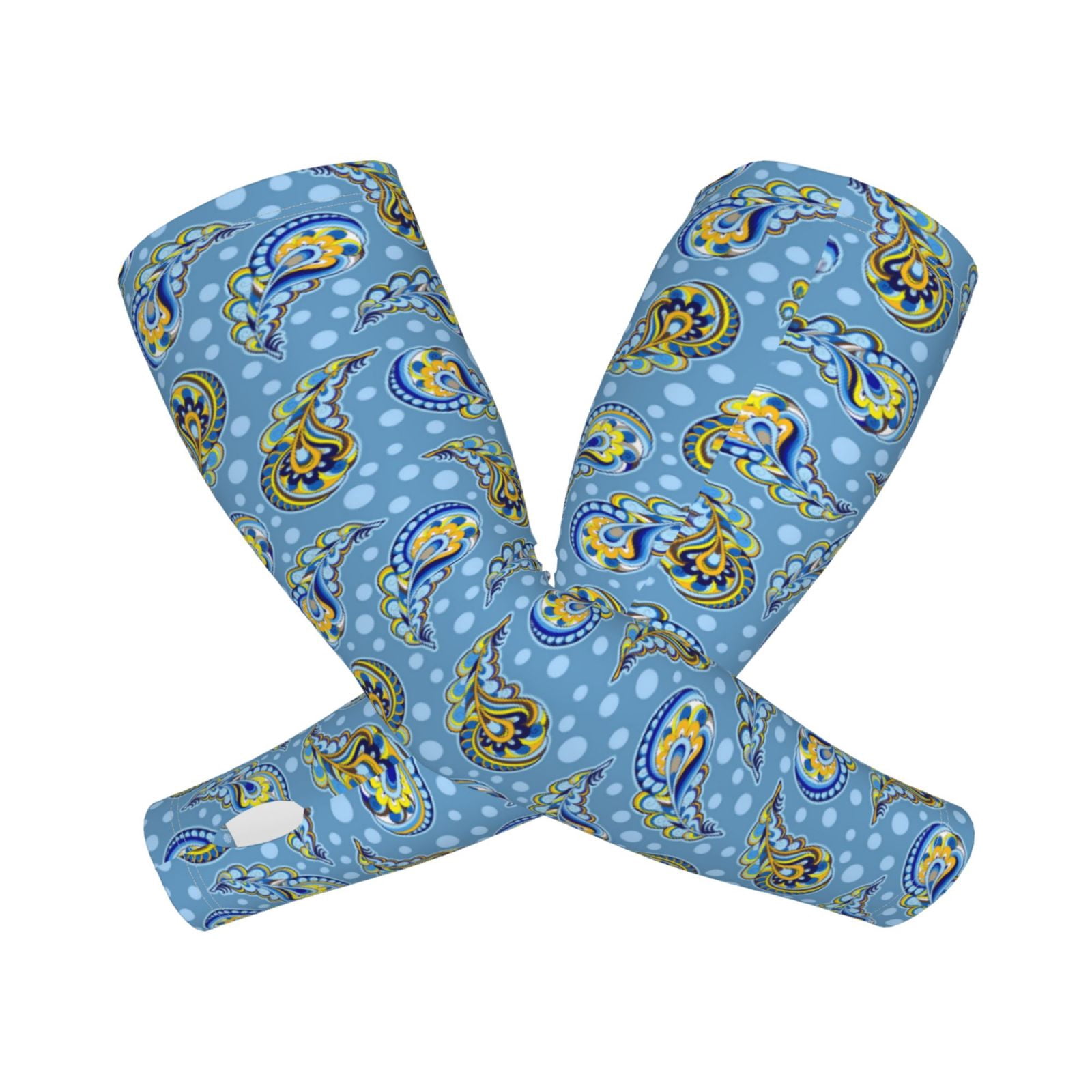 Ocsxa Blue paisley pattern Print Unisex UV Sun Protection Arm Sleeves ...
