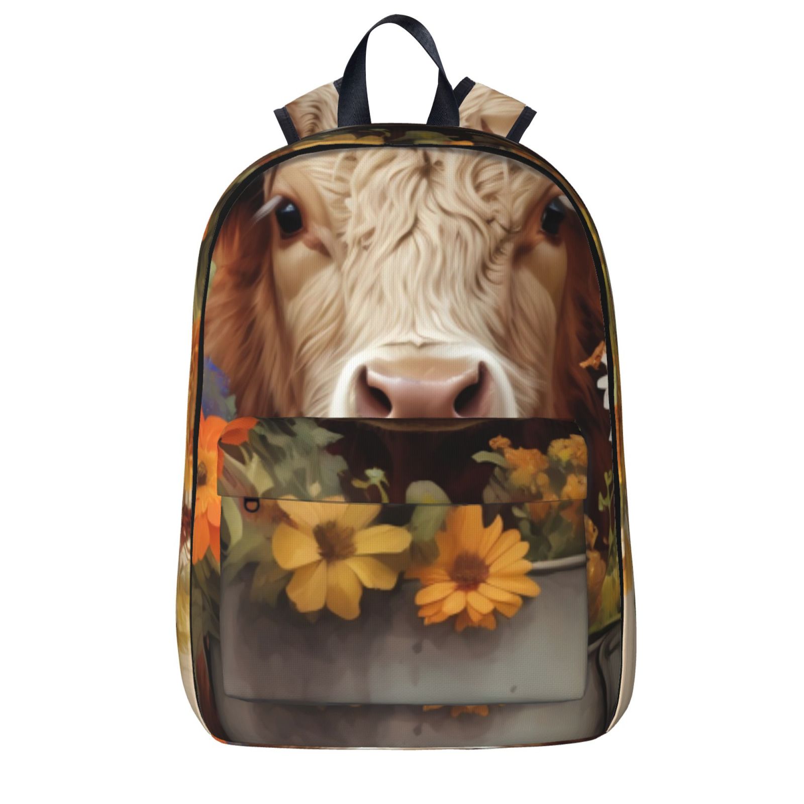 Ocsxa Bucket Flower Cow Print School Backpack, Fits 15.6 Inch Laptop ...