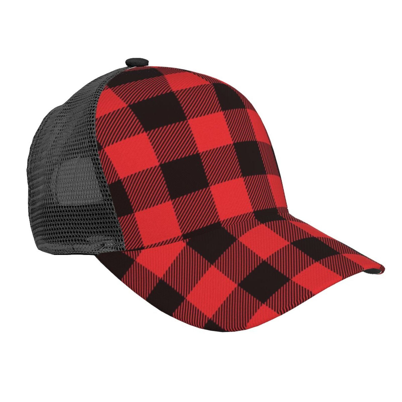 Ocsxa Buffalo Plaid Red Black for Baseball Hat for Men & Women,Outdoor ...