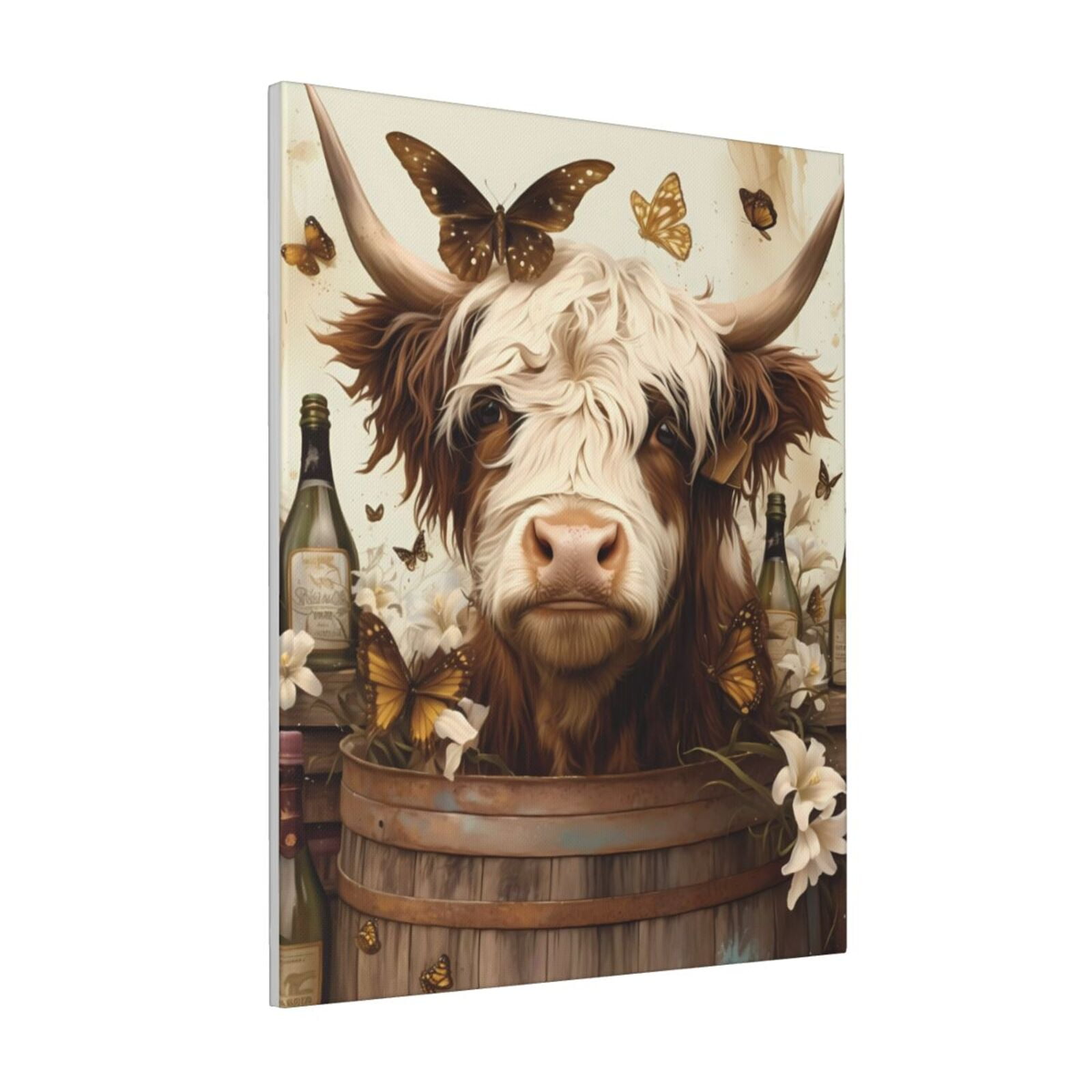 Ocsxa Butterfly Cow Barrel for Canvas Wall Art, Canvas Art Wall Decor ...