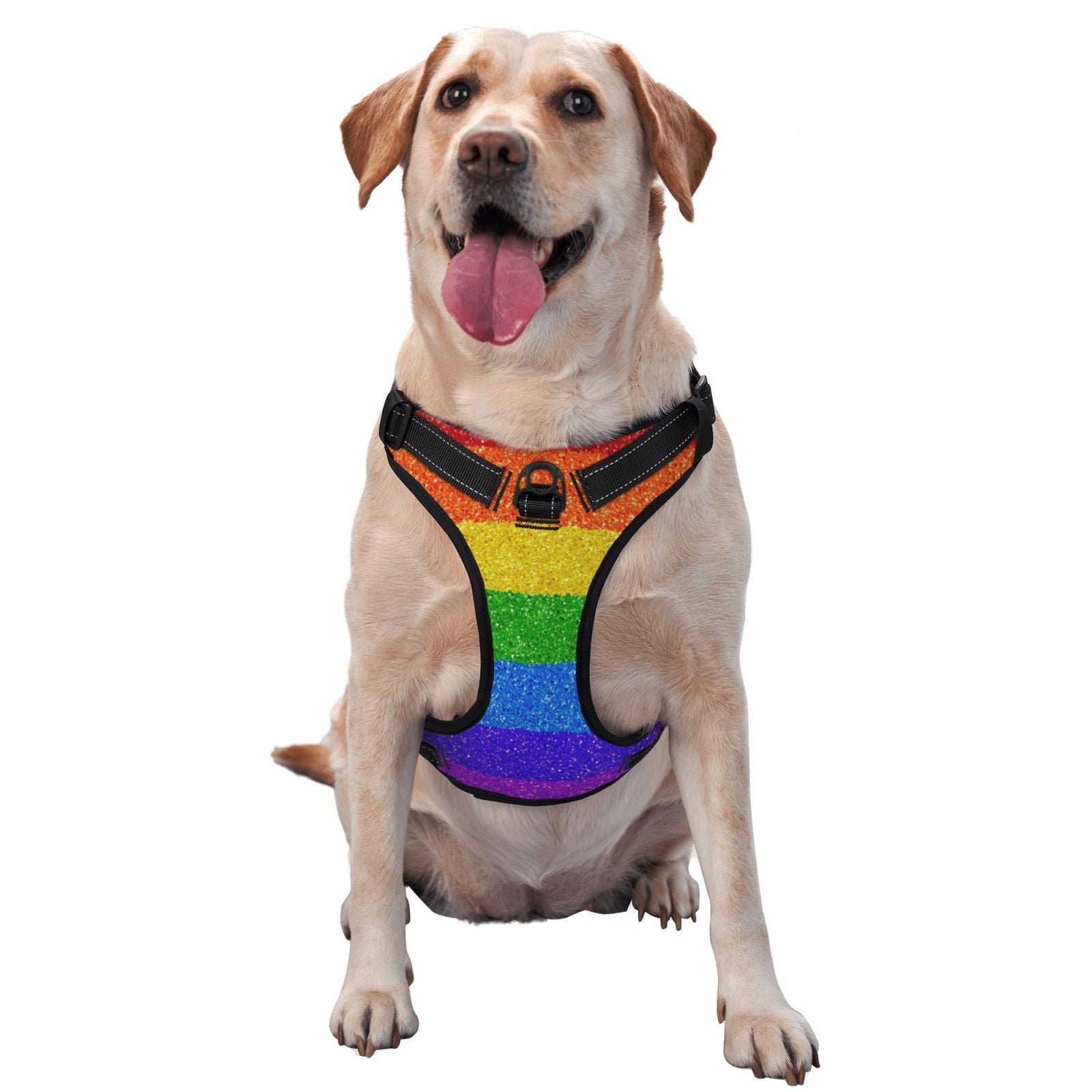 Ocsxa Colorful Glitter Rainbow Dog Harness For Small Large Dogs, No Pull Service Vest With ...
