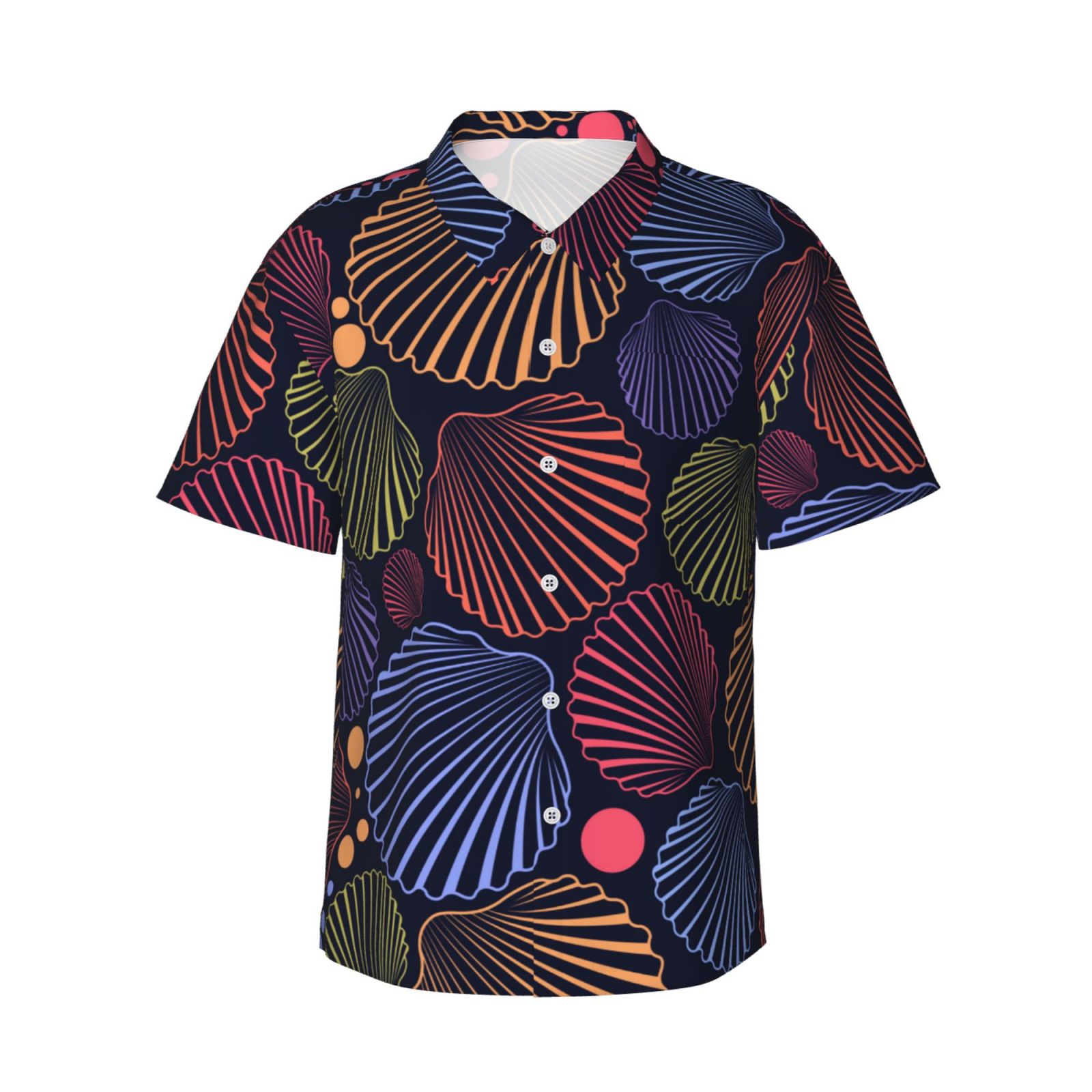 Ocsxa Colorful Shells Print Hawaiian Shirt For Men Casual Button-Down ...