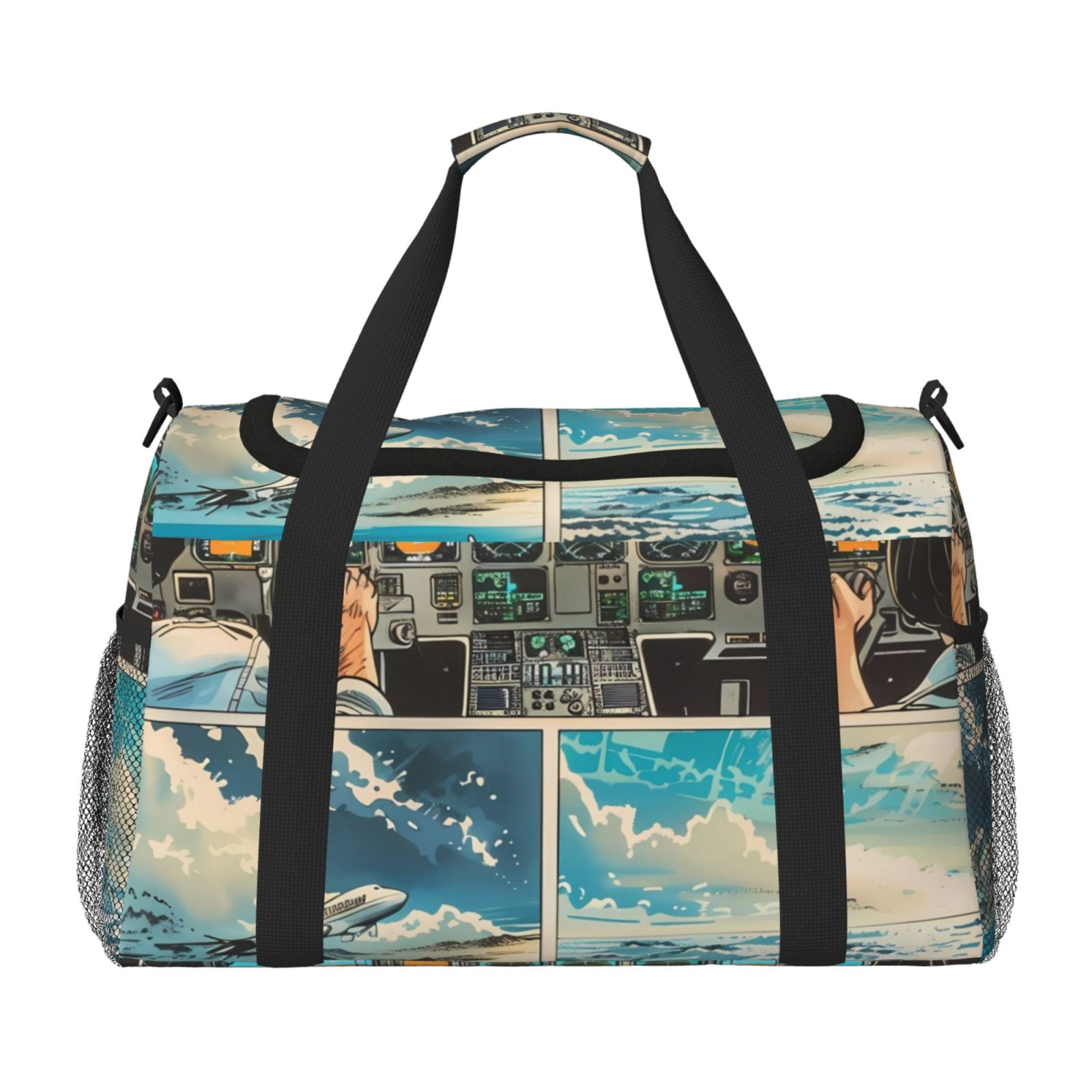 Ocsxa Comic Airplane Cockpit Illustration for Hand Travel Bag ...