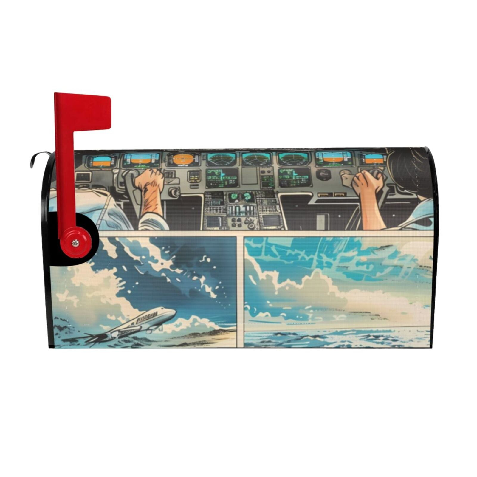 Ocsxa Comic Airplane Cockpit Illustration Print Mailbox Covers,Magnetic ...