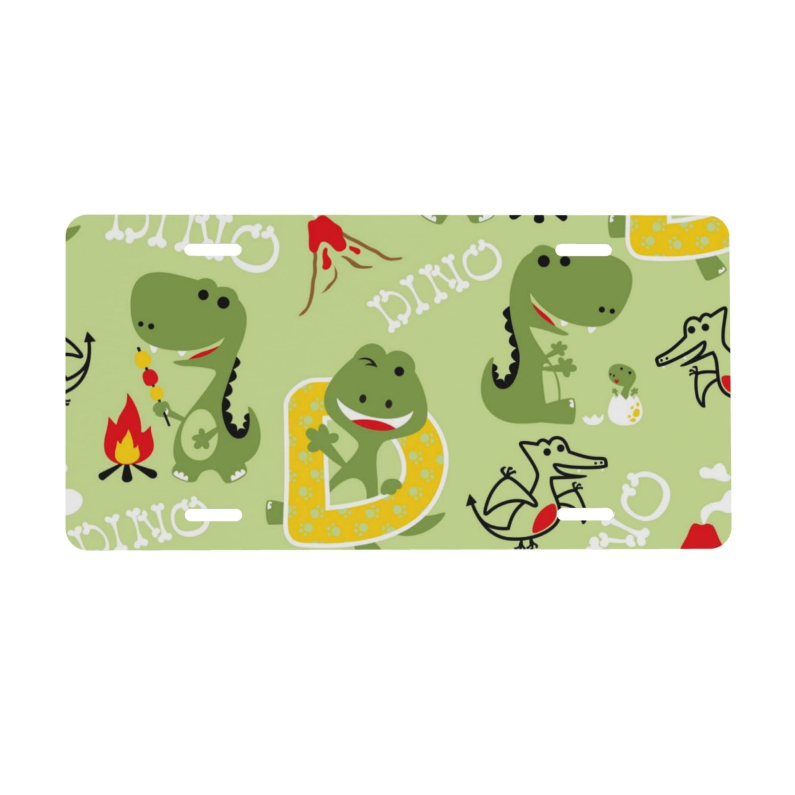 Ocsxa Cute Dinosaurs Cartoon Print Front License Plate Covers,License ...