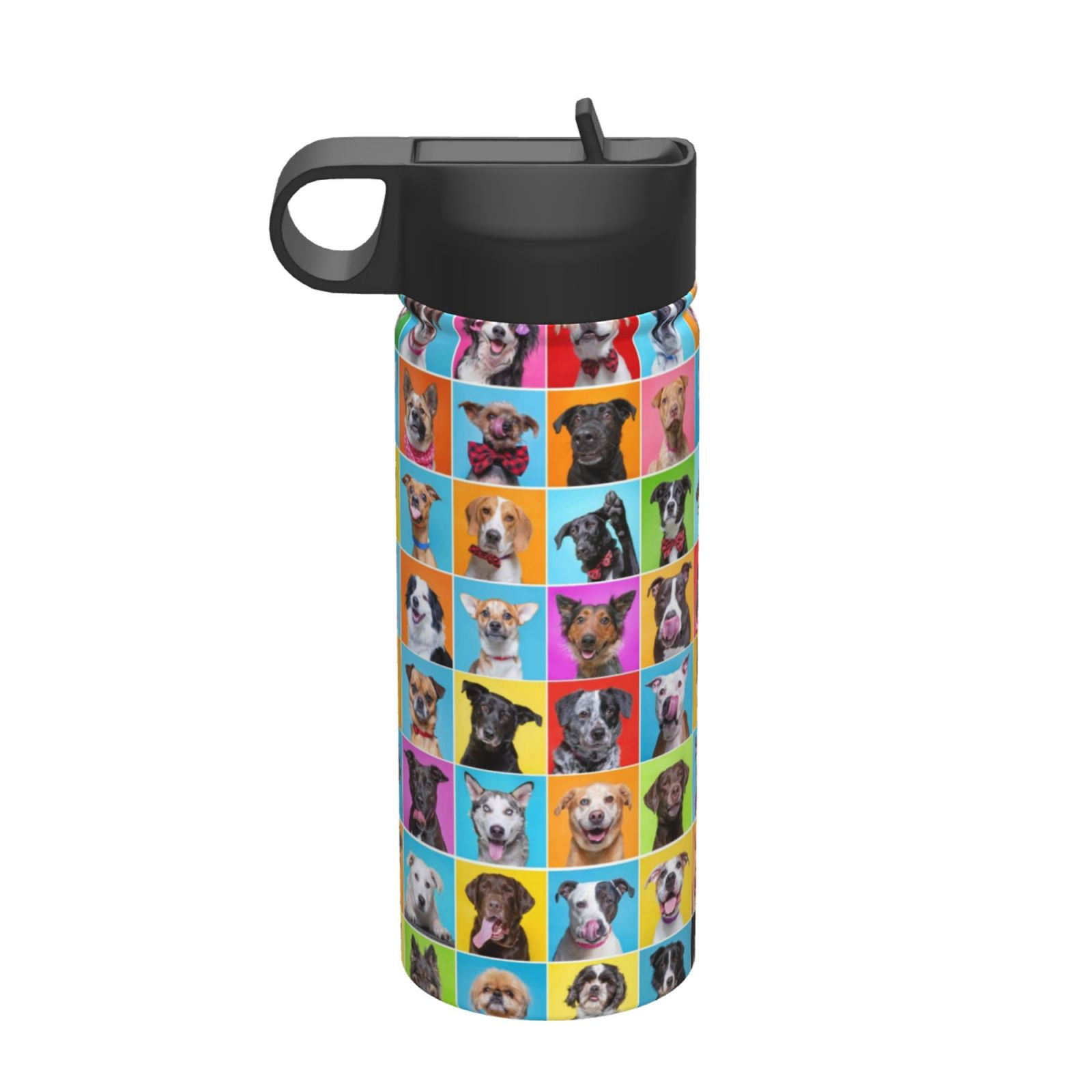 Ocsxa Cute Dogs Collage Print 18 oz Insulated Water Bottle With Straw ...