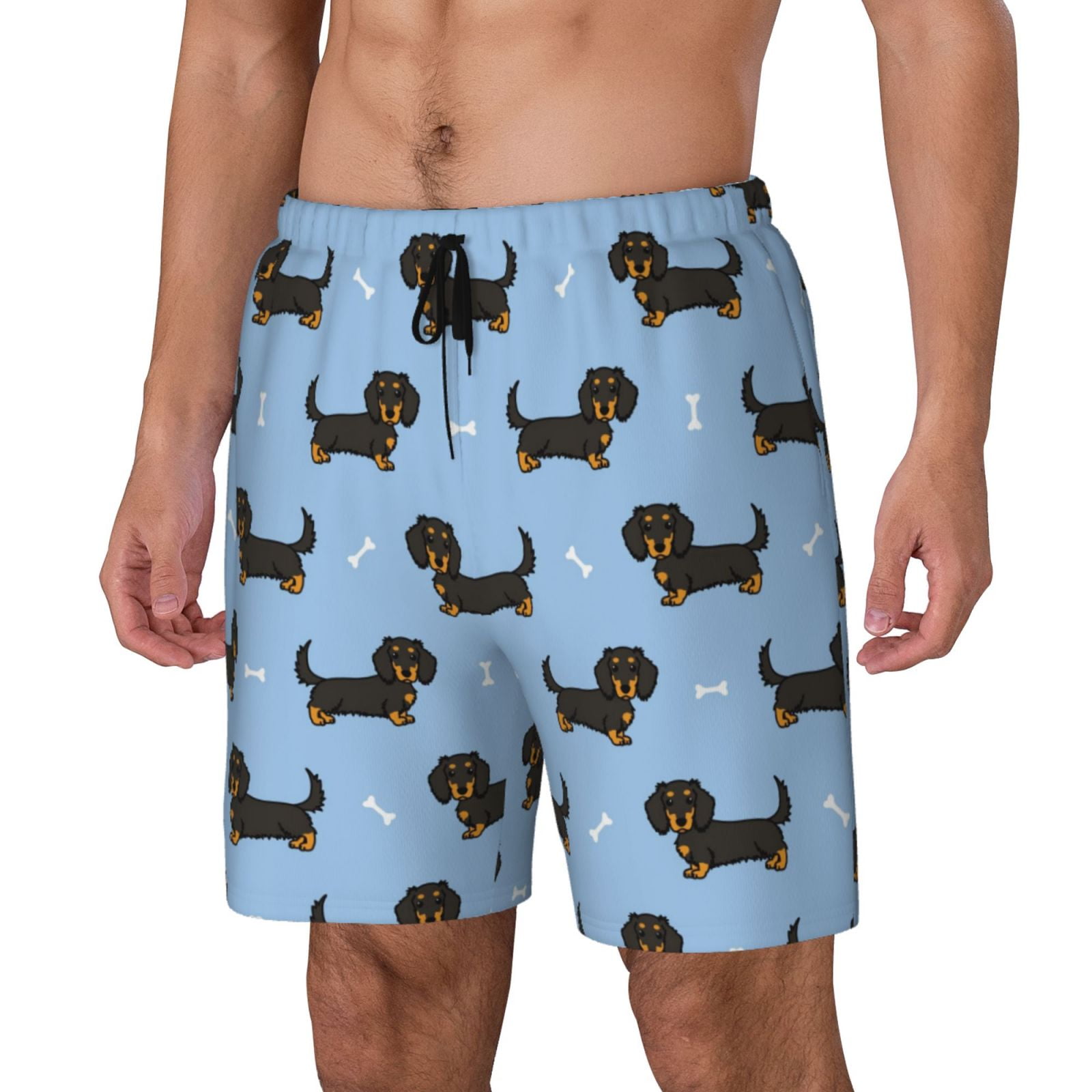 Ocsxa Dachshund Dog Pattern Men's Swim Trunks Swim Shorts with Built-in ...