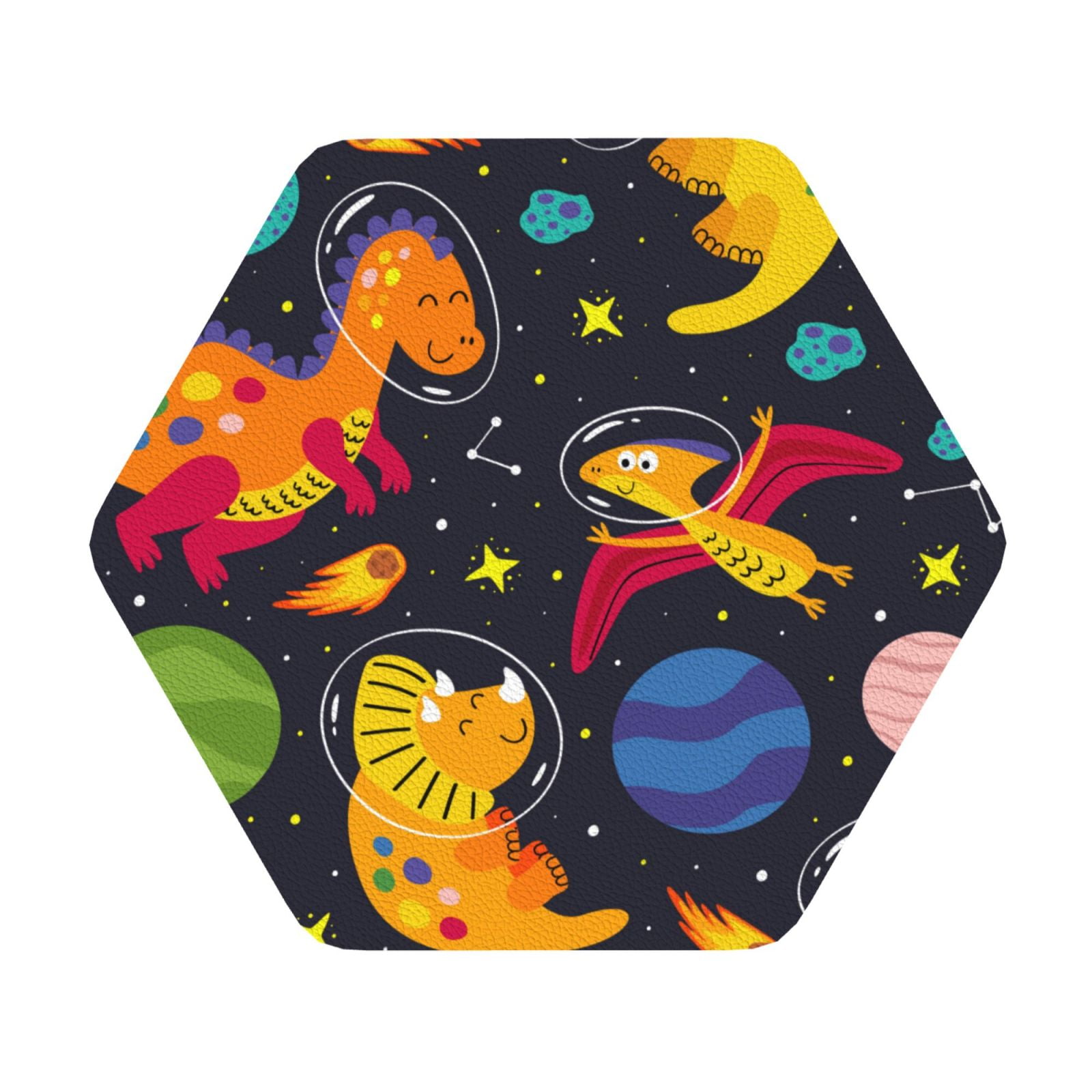 Ocsxa Dinosaurs In Space Coasters For Drinks Leather Coasters Set Of 4 ...