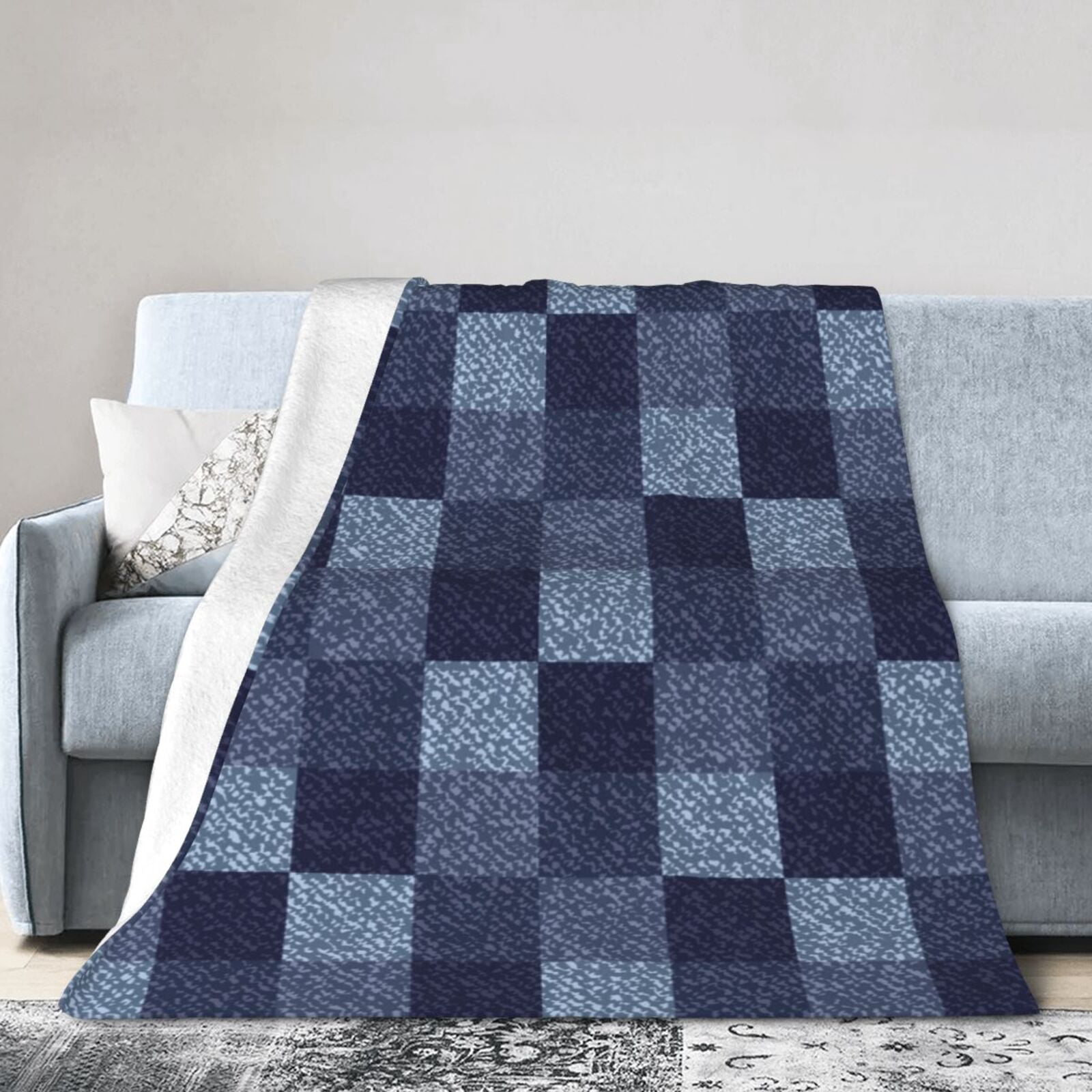 Ocsxa Flannel Fleece Blue Gingham Buffalo Check Print Throw Blanket ...