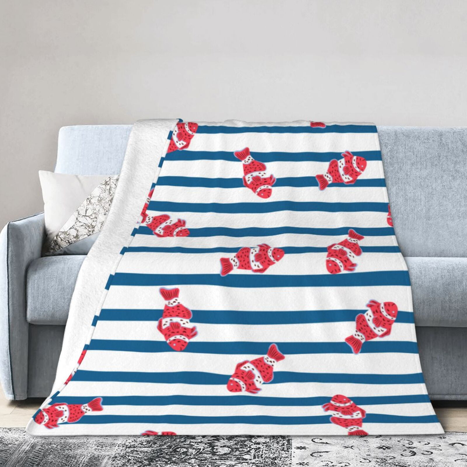 Ocsxa Flannel Fleece Clown Fish Print Throw Blanket, Lightweight Super ...