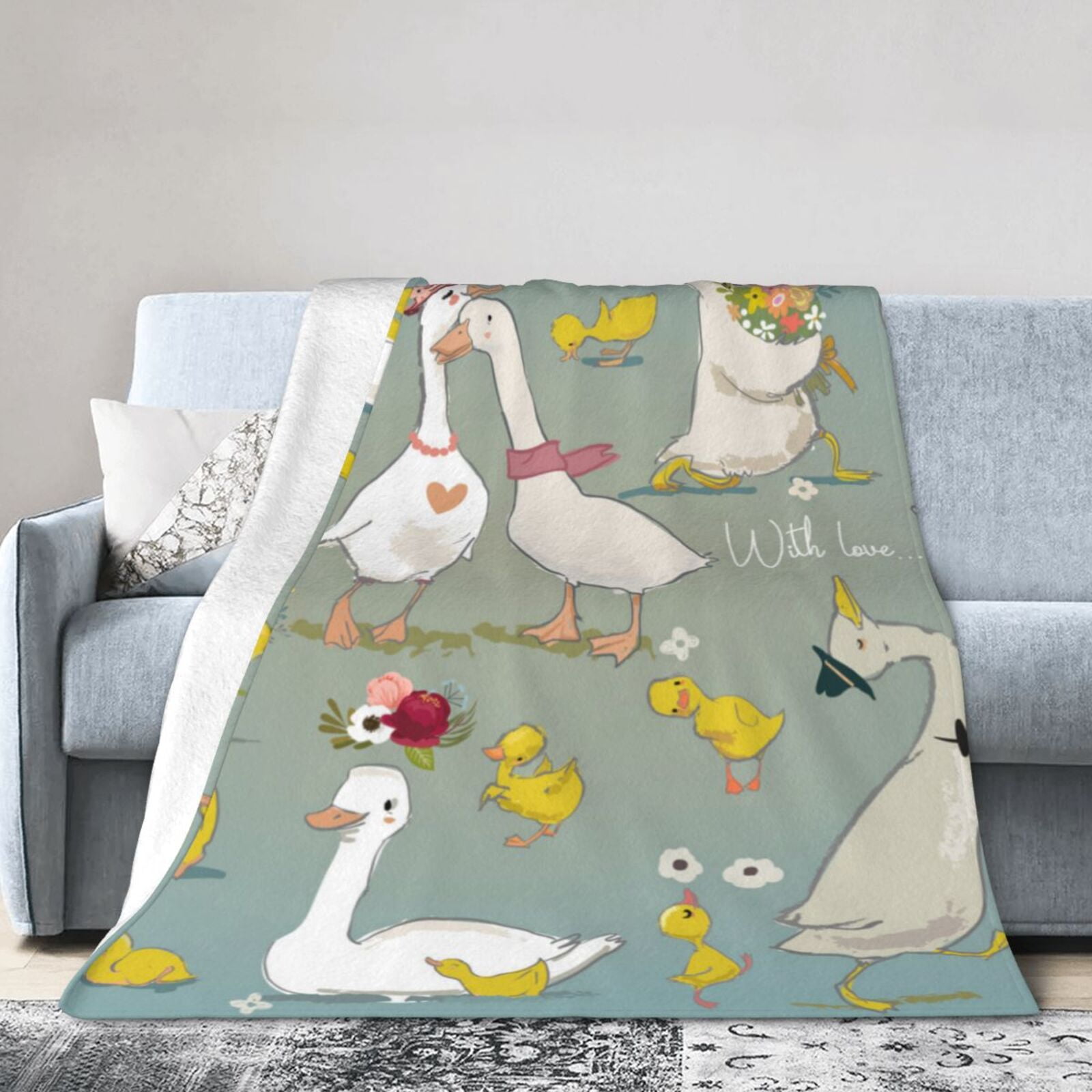 Ocsxa Flannel Fleece Cute Farm Birds Print Throw Blanket, Lightweight ...